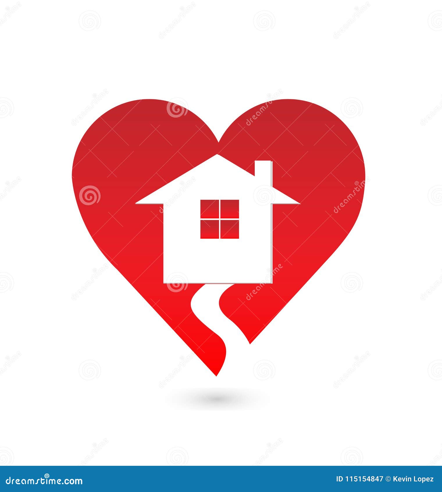 Huis Binnen Een Rood Hart, Vectorembleem Vector Illustratie ...