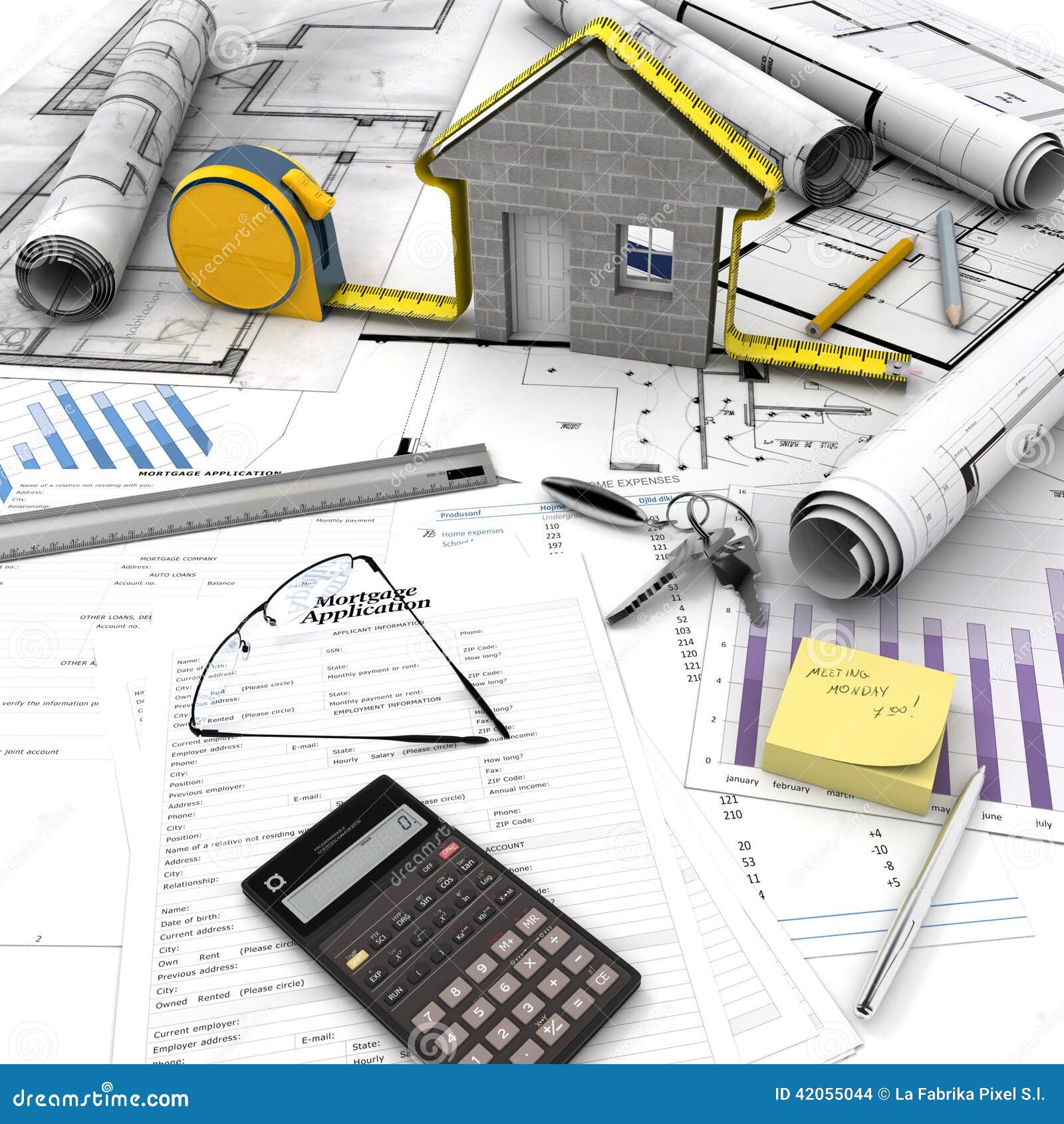 Huis de bouwproces stock foto. Image of berekening, overeenkomst - 42055044