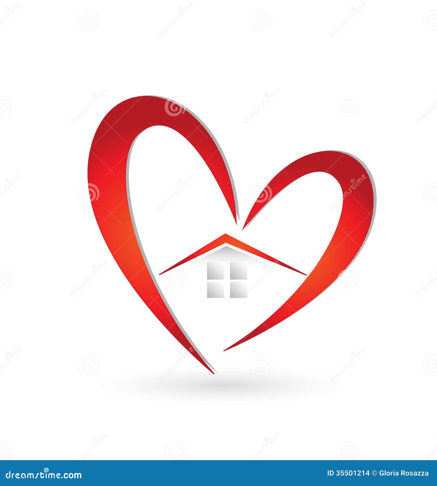 Huis en hart swoosh vector illustratie. Illustration of spandoeken ...