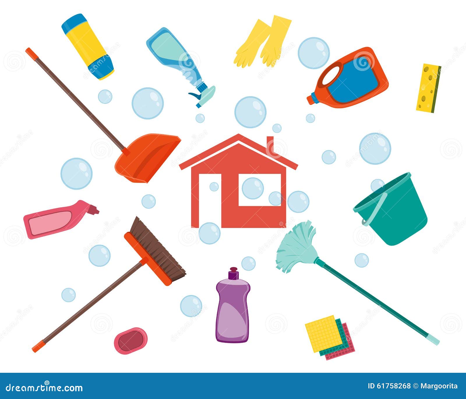 Huis het schoonmaken vector illustratie. Illustration of vers - 61758268