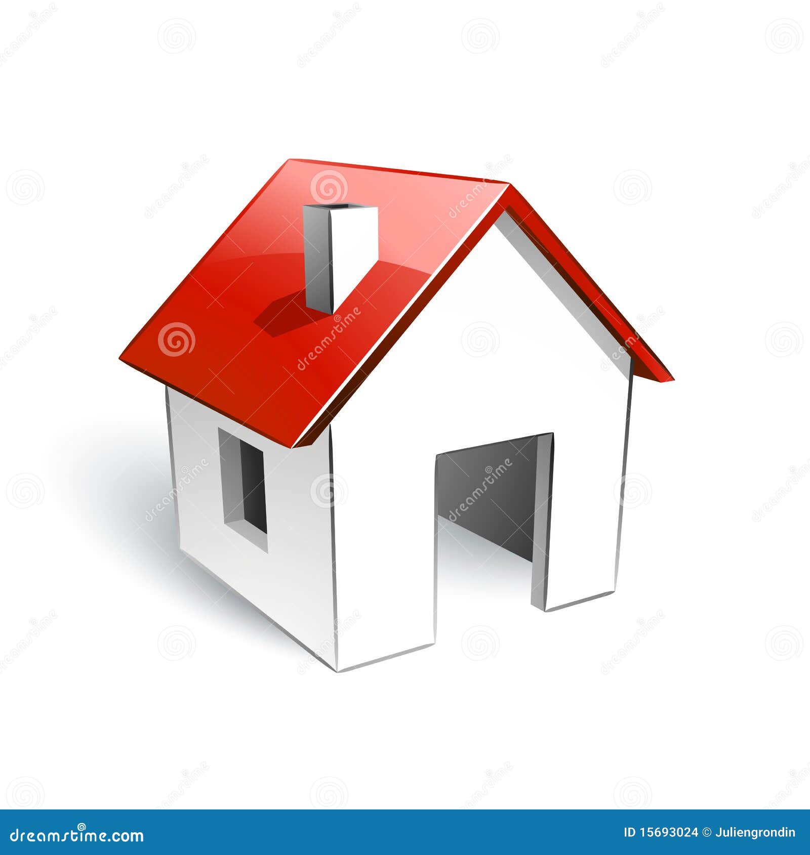 Huis met rood dak vector illustratie. Illustration of drie - 15693024