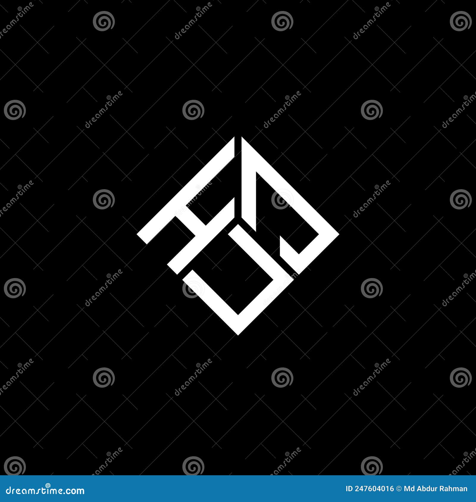 HUJ Letter Logo Design on Black Background. HUJ Creative Initials ...
