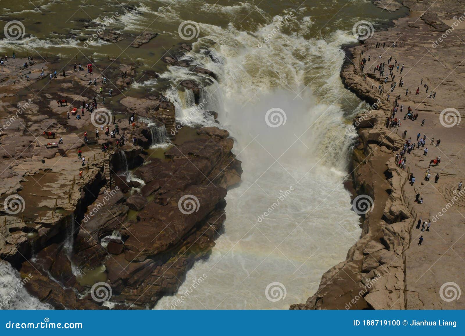 The Aerial Photography of Hukou Waterfalls of Yellow River Stock Photo ...