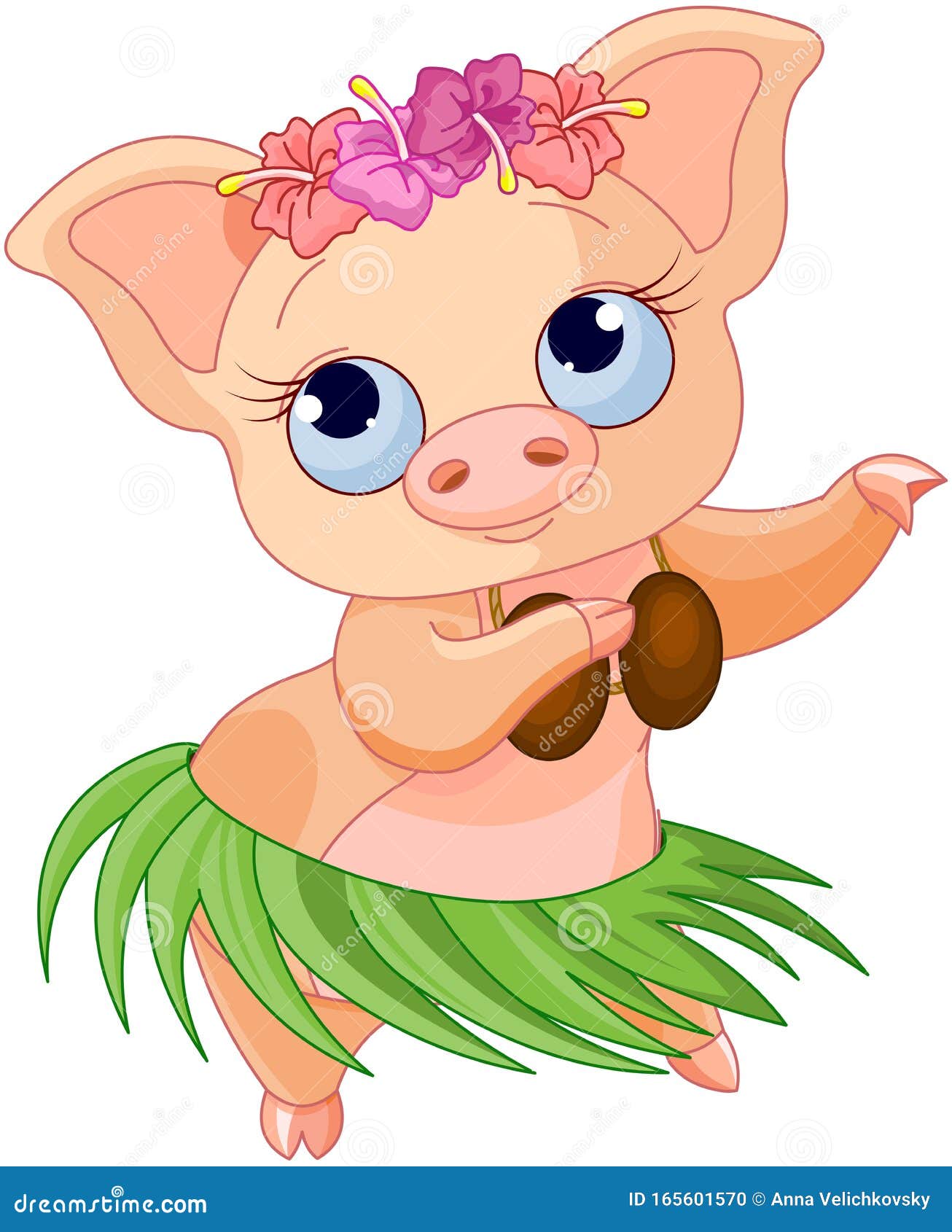 Hula Dancing Pig stock vector. Illustration of luau - 165601570