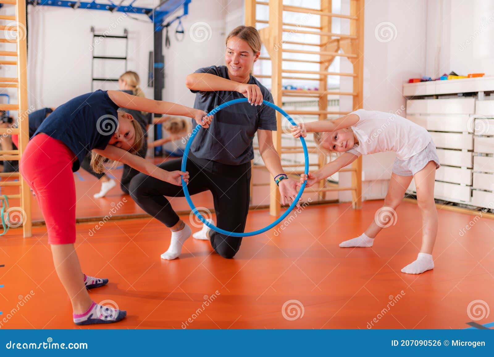 Hula Hoop Ring Torsion Exercise for Children Stock Photo - Image of ...