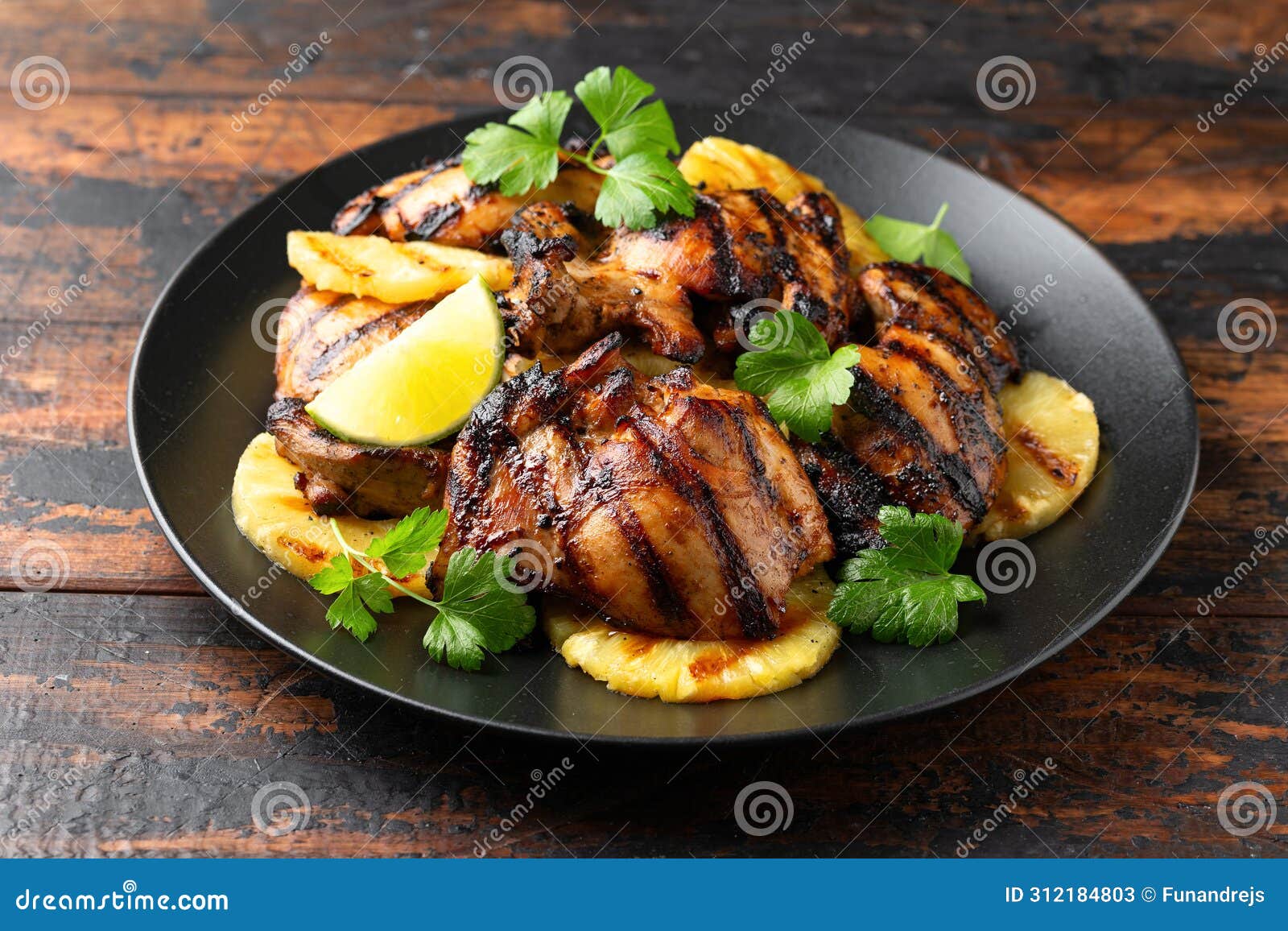 Huli Huli Chicken, Hawaiian Tropical Chicken with PIneapple. Stock ...