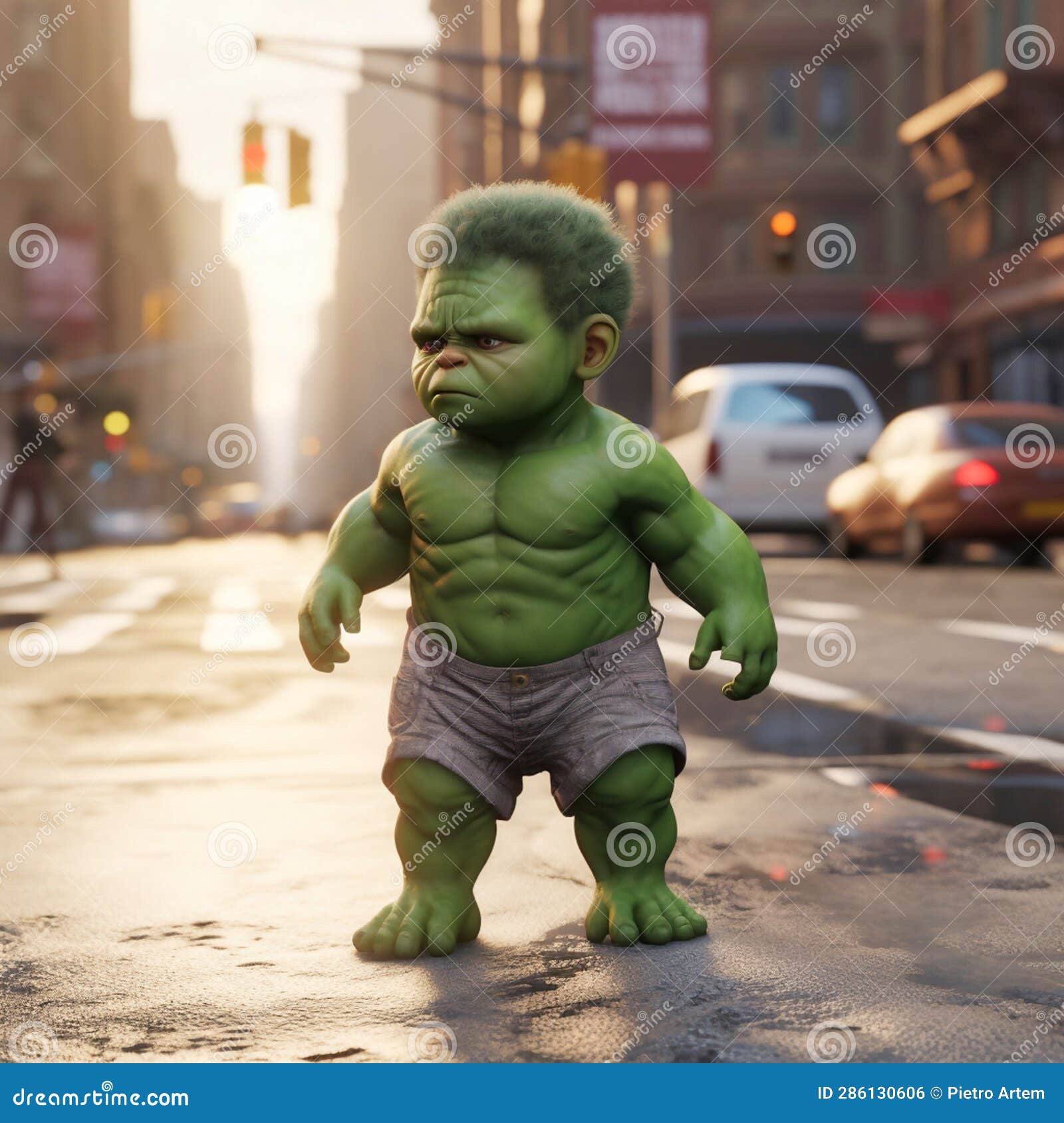 Hulk As a Baby in the City Streets, Generative AI Stock Illustration ...