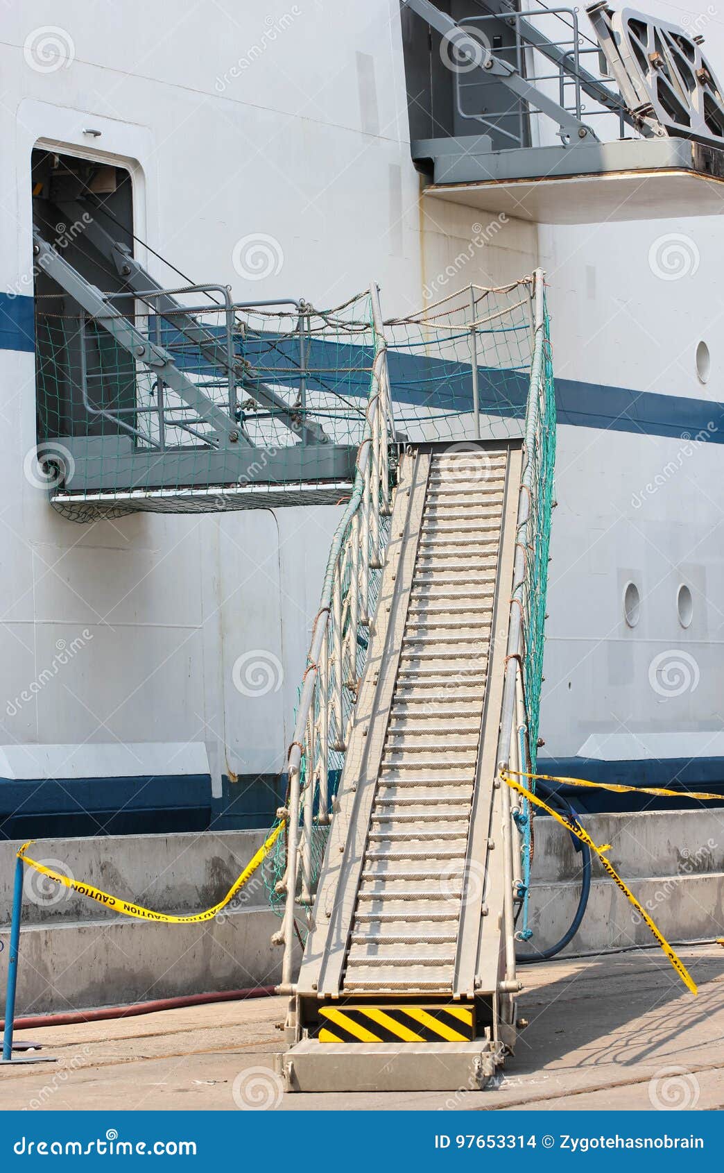 Freight Vessel Loading Unloading In Port Terminal. Container Ship With ...