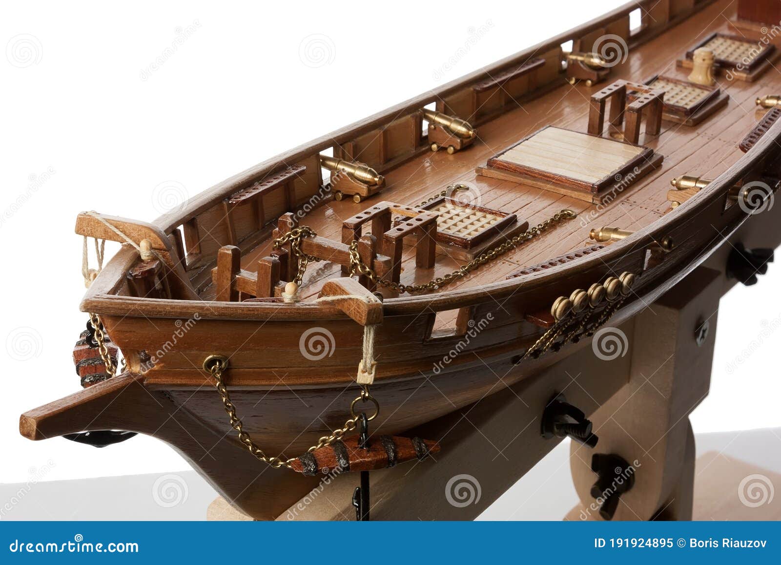 Hull of a Model of a Wooden Sailing Ship without Sails on a White ...