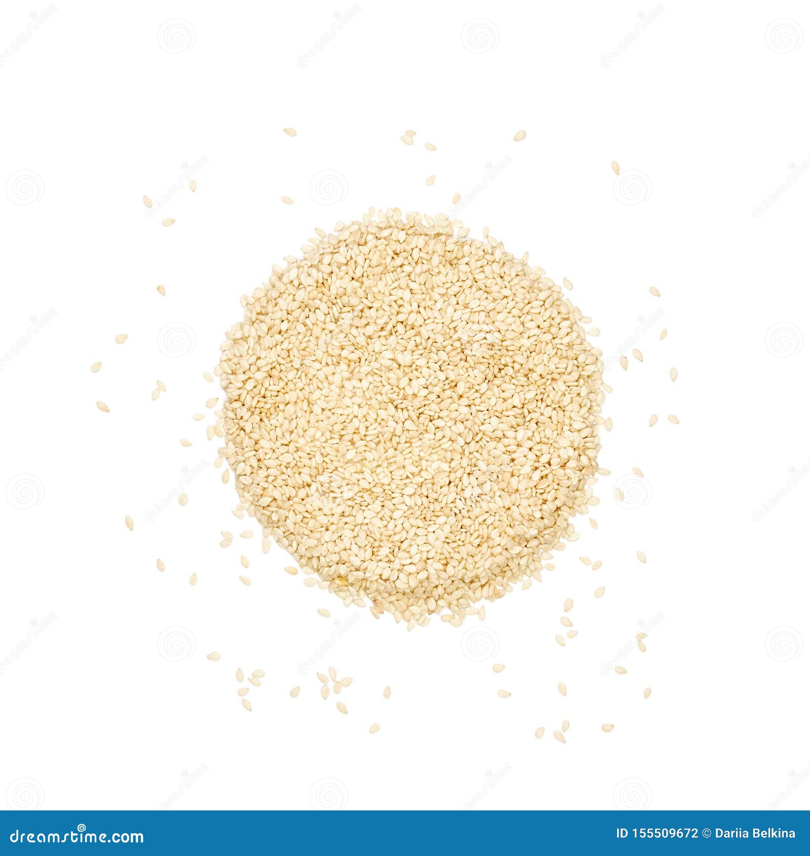 Hulled Sesame Seeds Shaped in the Form of a Circle. Overhead Close Up ...