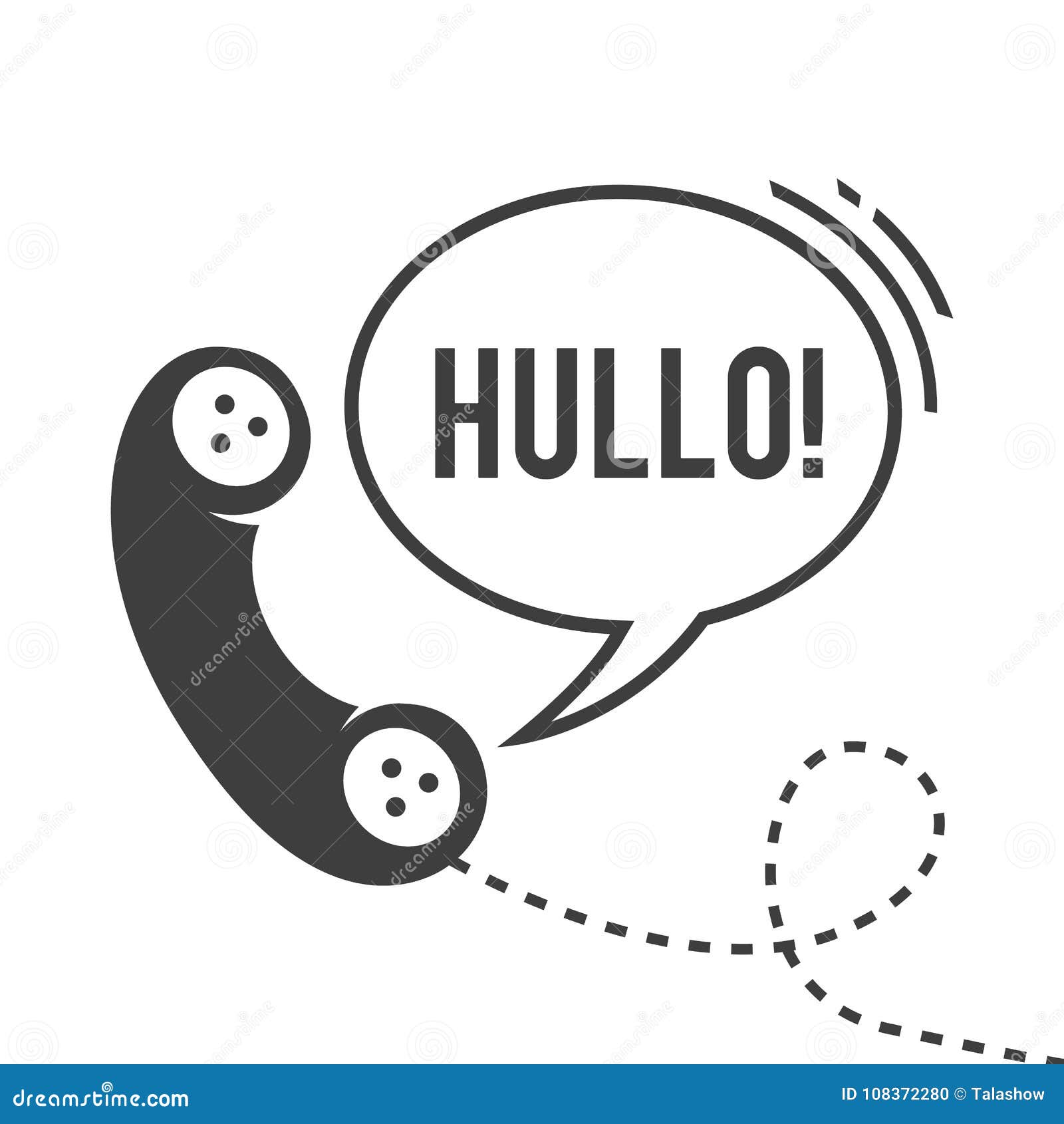 Hullo. Handset with wire stock vector. Illustration of sign - 108372280