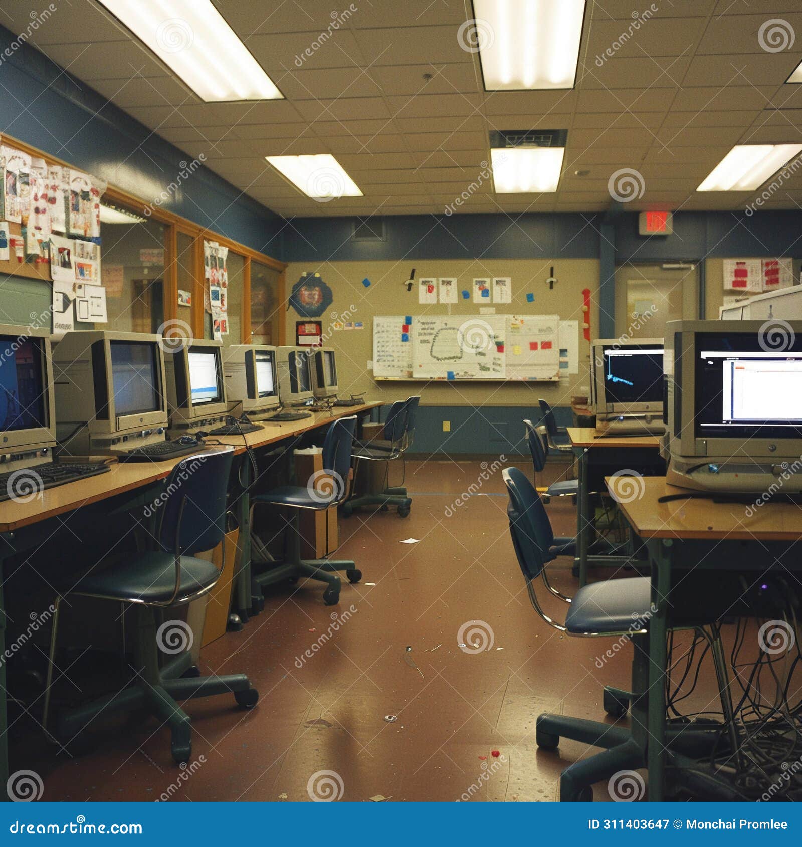 The Hum of a Highschools Digital Classroom Stock Illustration ...