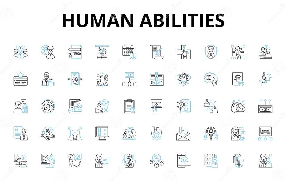 Human Abilities Linear Icons Set. Resilience, Creativity, Intelligence ...