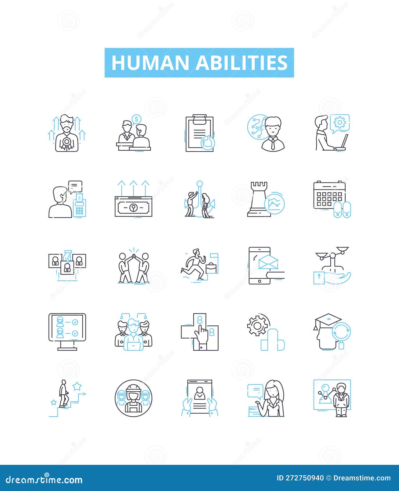 Human Abilities Vector Line Icons Set. Ability, Skill, Cognition ...