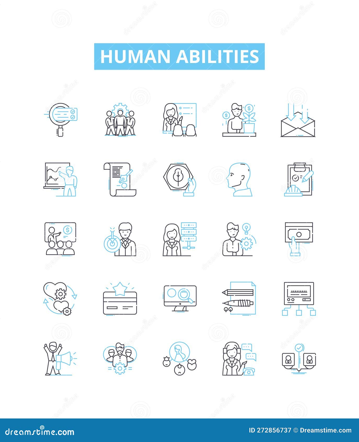 Human Abilities Vector Line Icons Set. Ability, Skill, Cognition ...