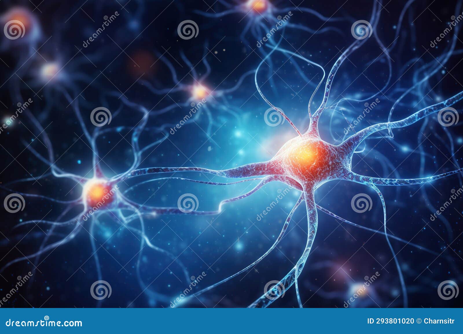Active Nerve Cells.Human Brain Stimulation Or Activity With Neuron ... Active Nerve Cells.Human Brain Stimulation Or Activity With Neuron ...