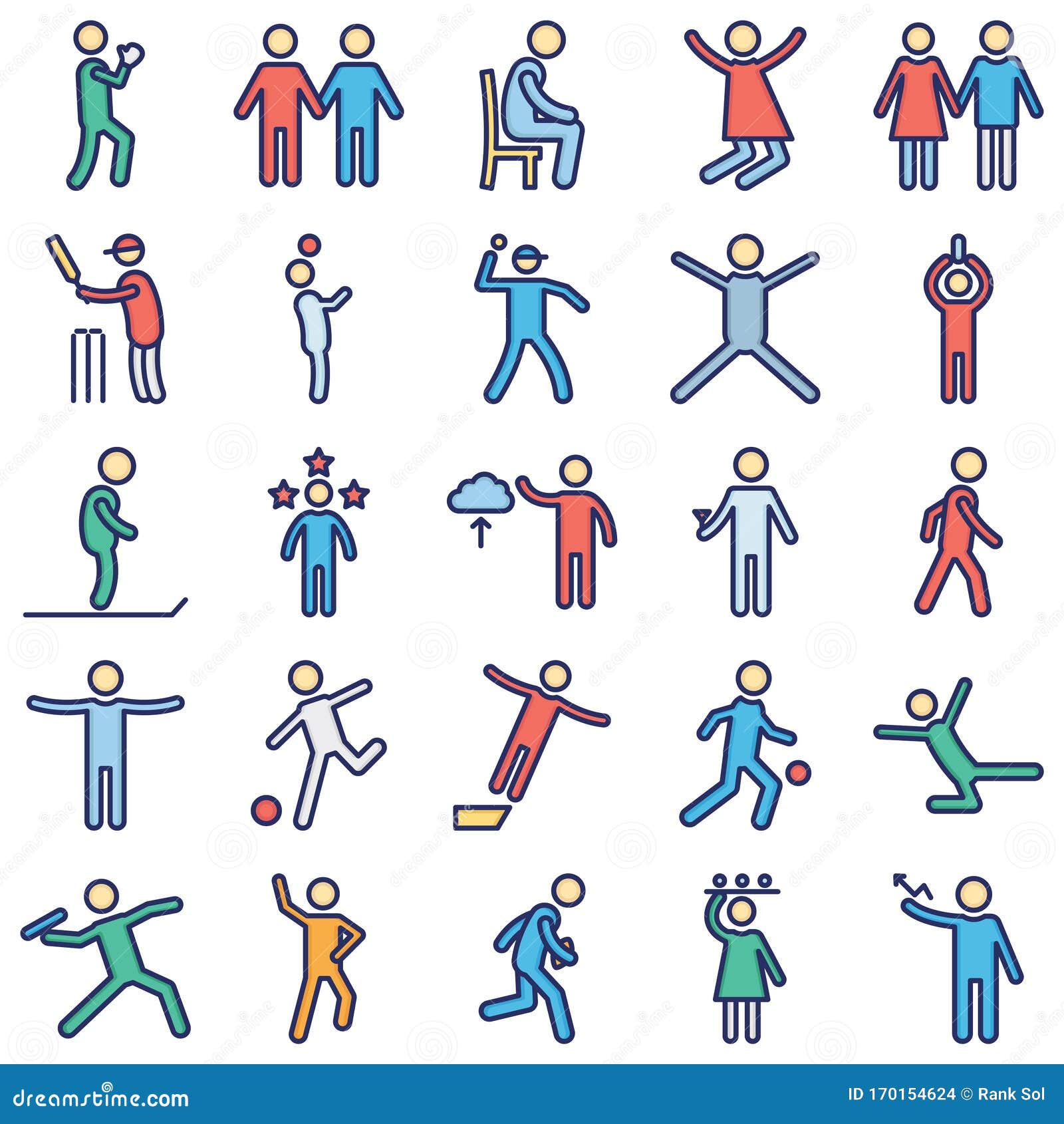 Human Activity Vector Icons Set Every Single Icon Can Be Easily ...