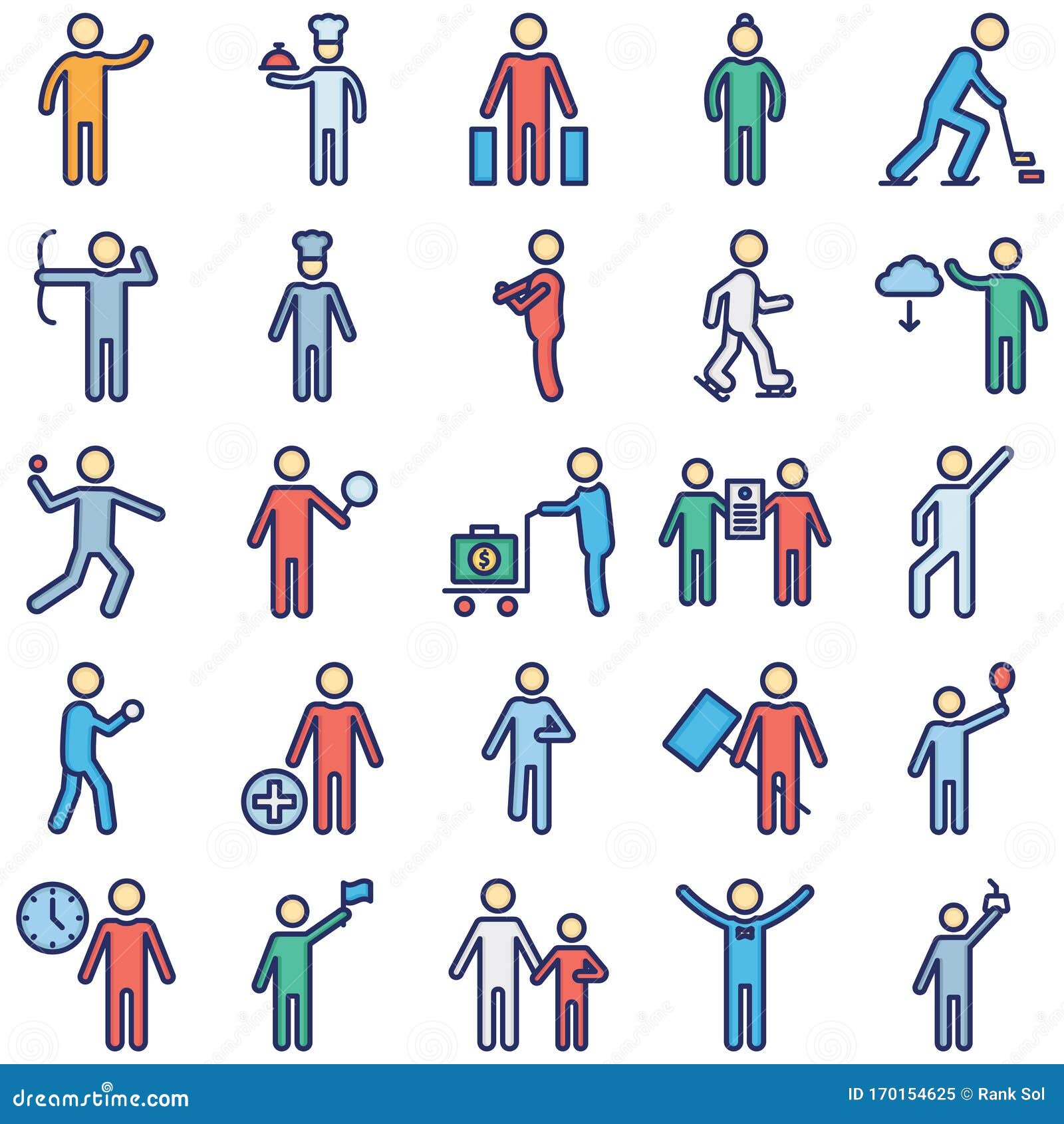 Human Activity Vector Icons Set Every Single Icon Can Be Easily ...