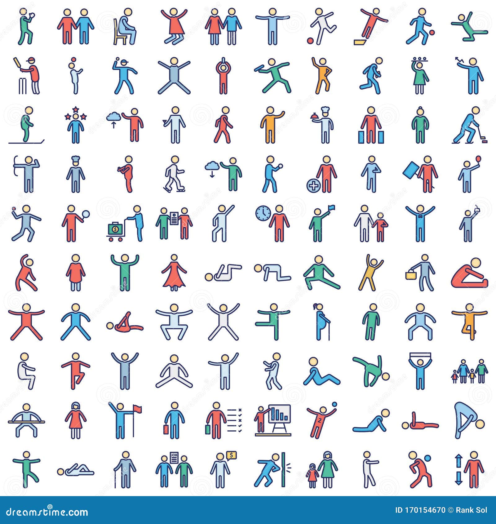 Human Activity Vector Icons Set Every Single Icon Can Be Easily ...