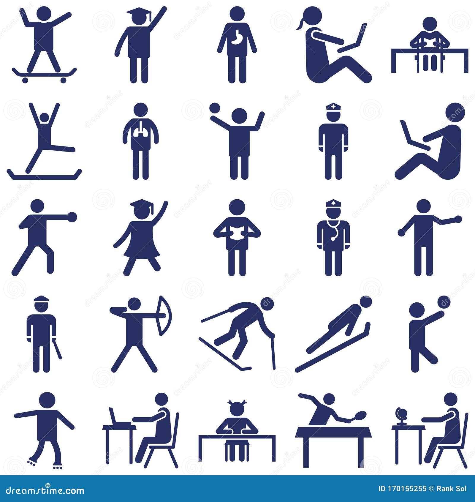 Human Activity Vector Icons Set Every Single Icon Can Be Easily ...