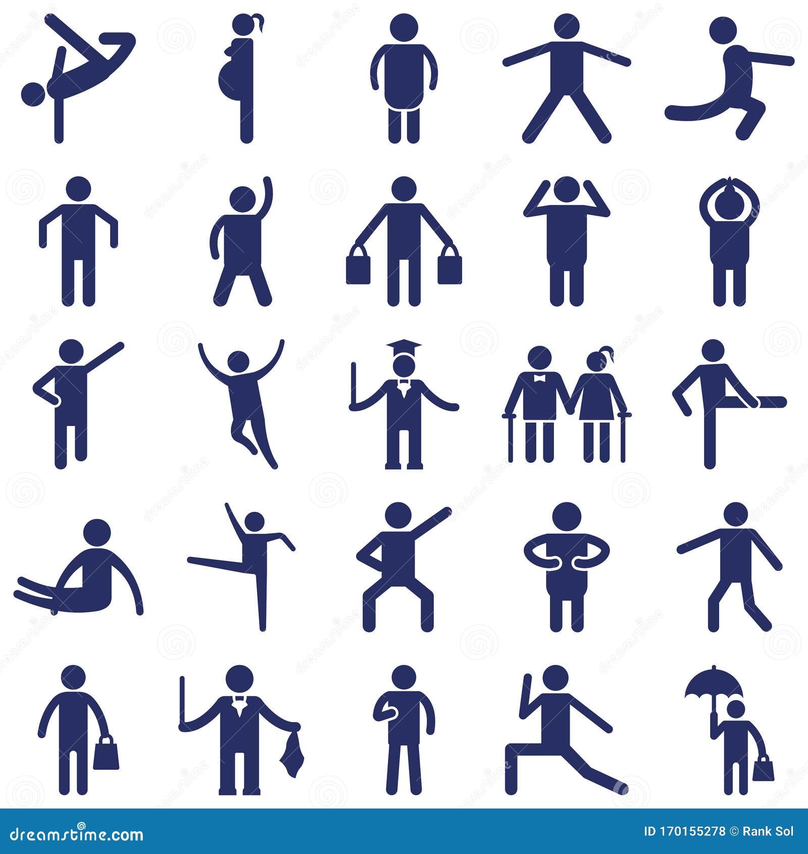 Human Activity Vector Icons Set Every Single Icon Can Be Easily ...