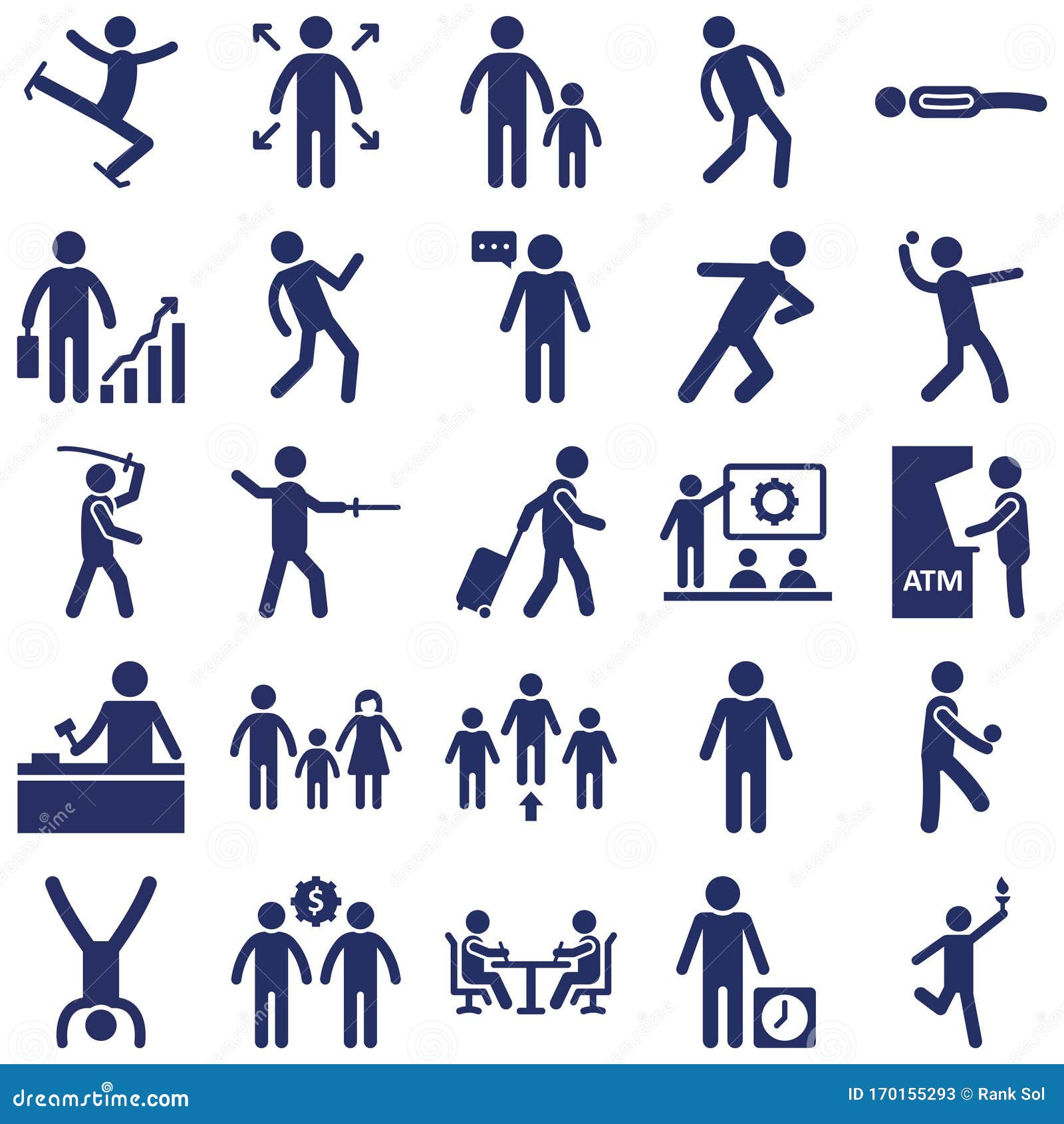 Human Activity Vector Icons Set Every Single Icon Can Be Easily ...