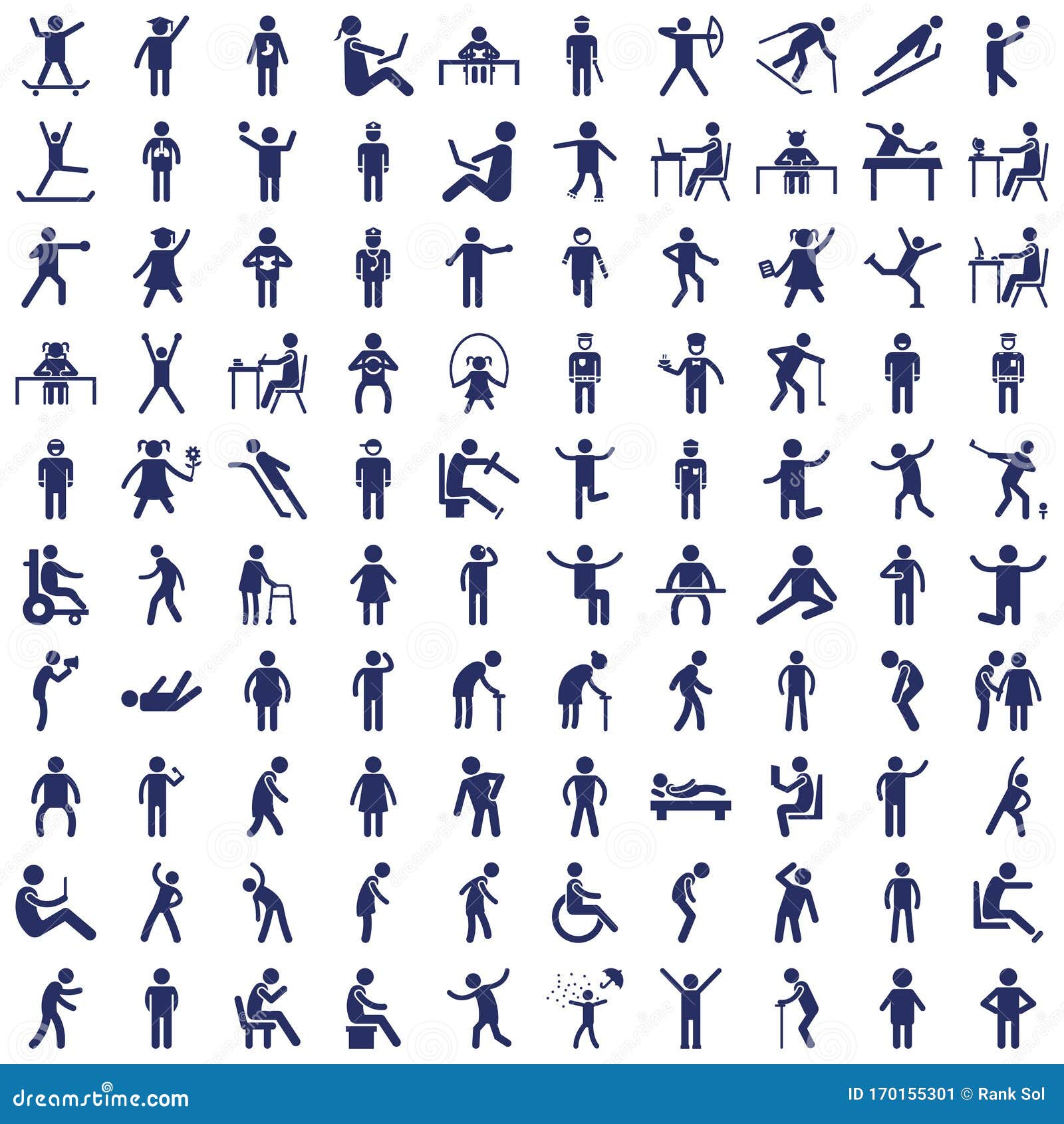 Human Activity Vector Icons Set Every Single Icon Can Be Easily ...