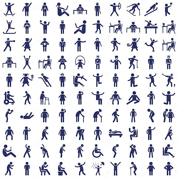 Human Activity Vector Icons Set Every Single Icon Can Be Easily ...