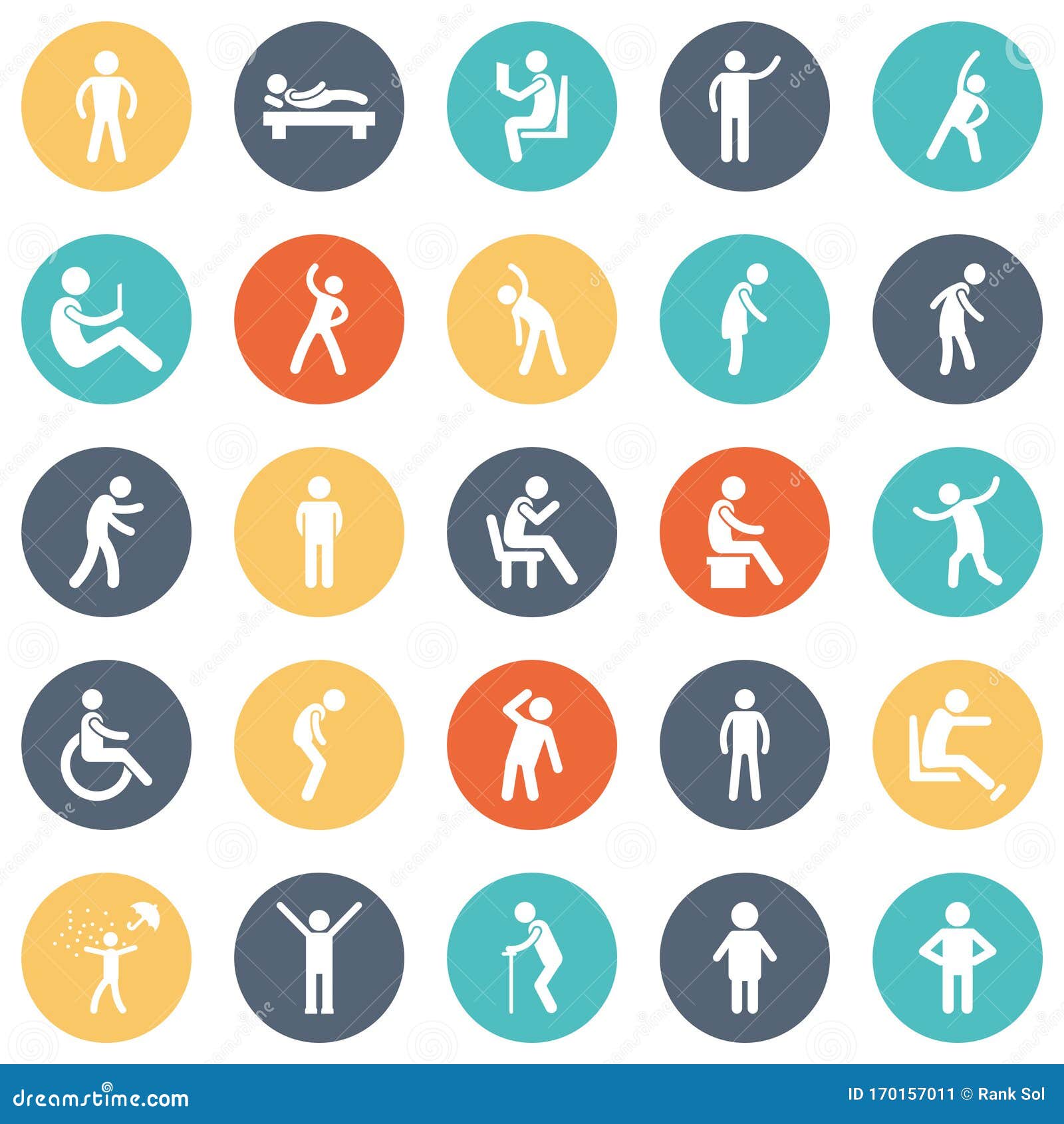 Human Activity Vector Icons Set Every Single Icon Can Be Easily ...