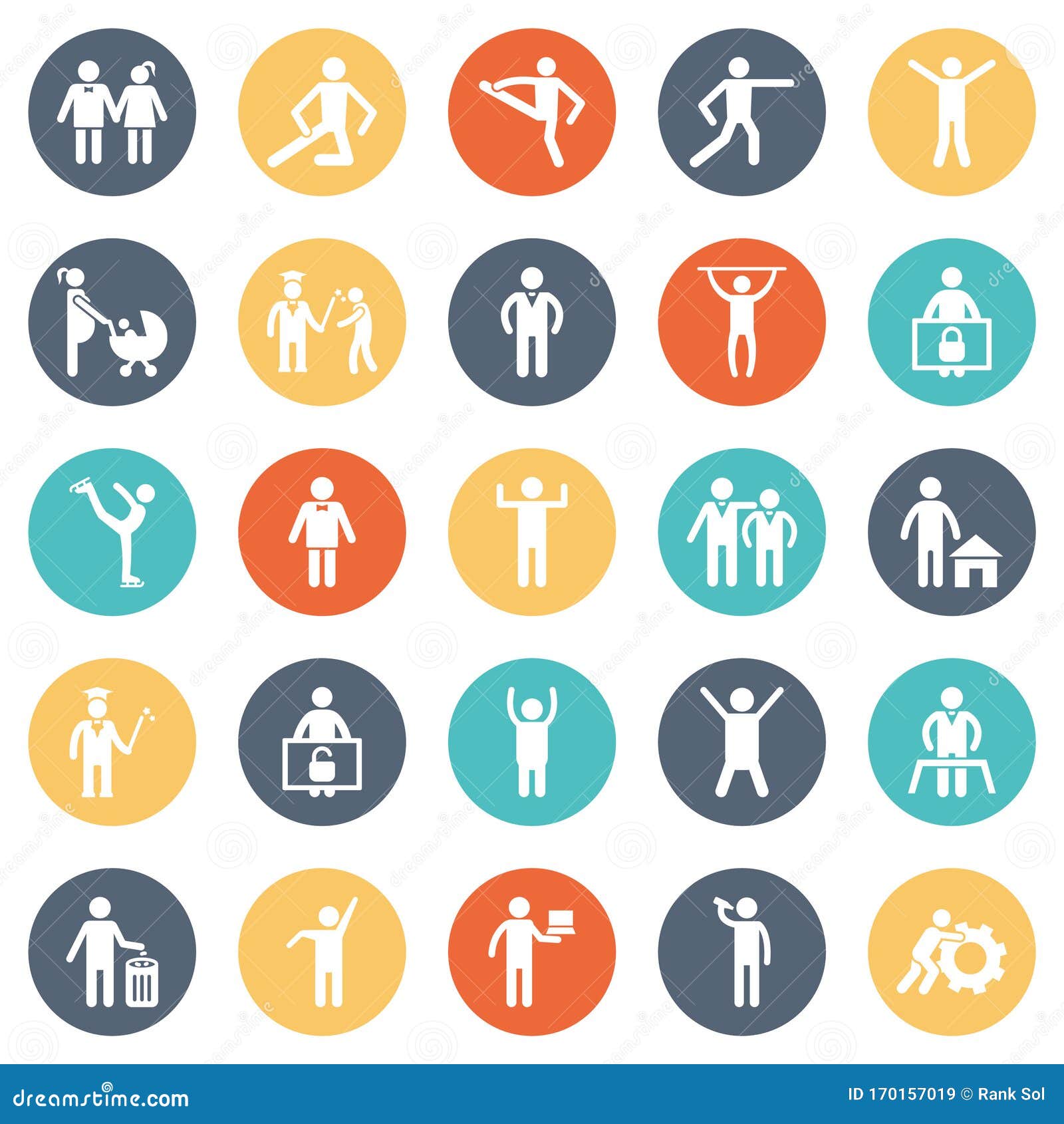 Human Activity Vector Icons Set Every Single Icon Can Be Easily ...