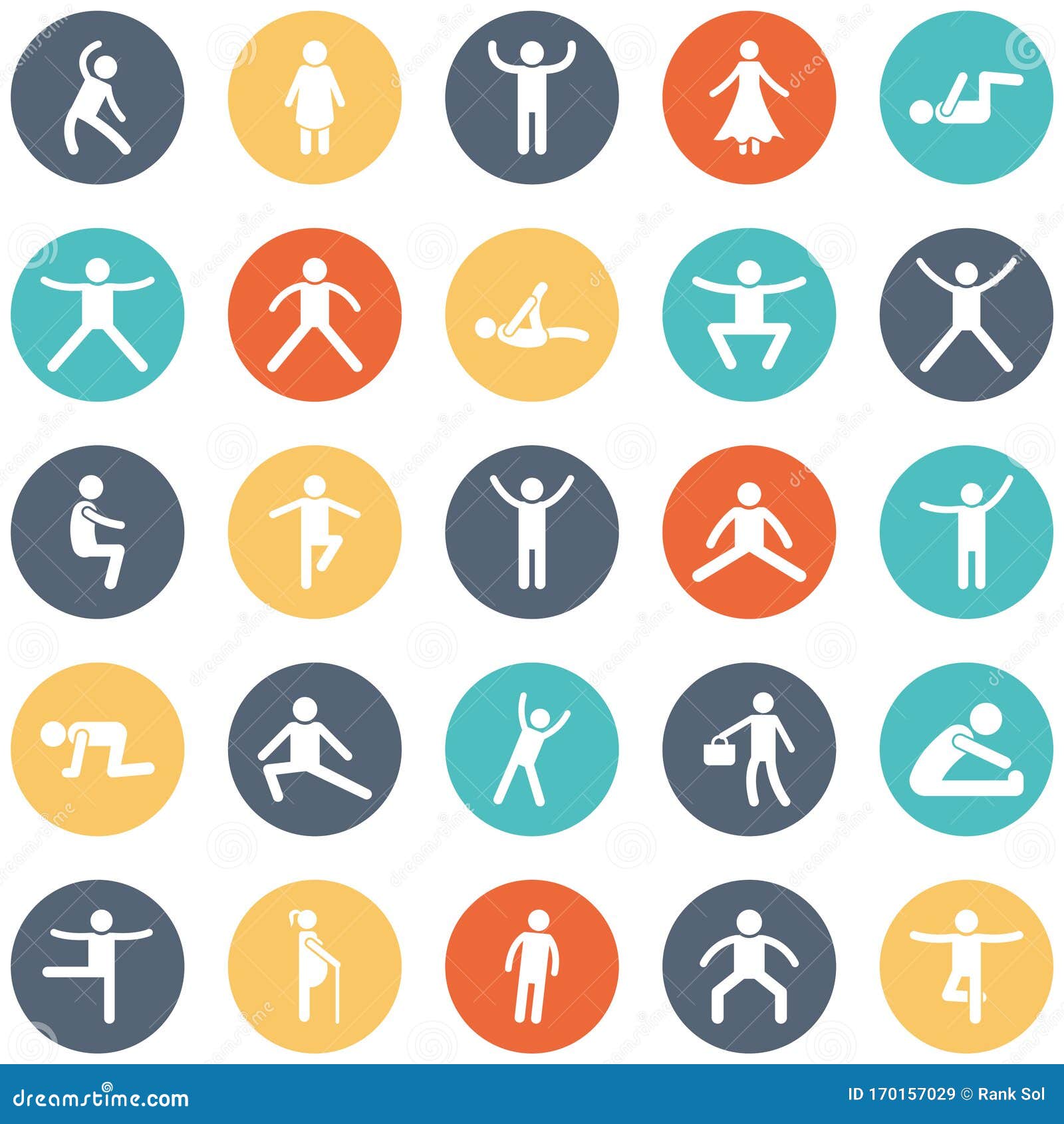 Human Activity Vector Icons Set Every Single Icon Can Be Easily ...