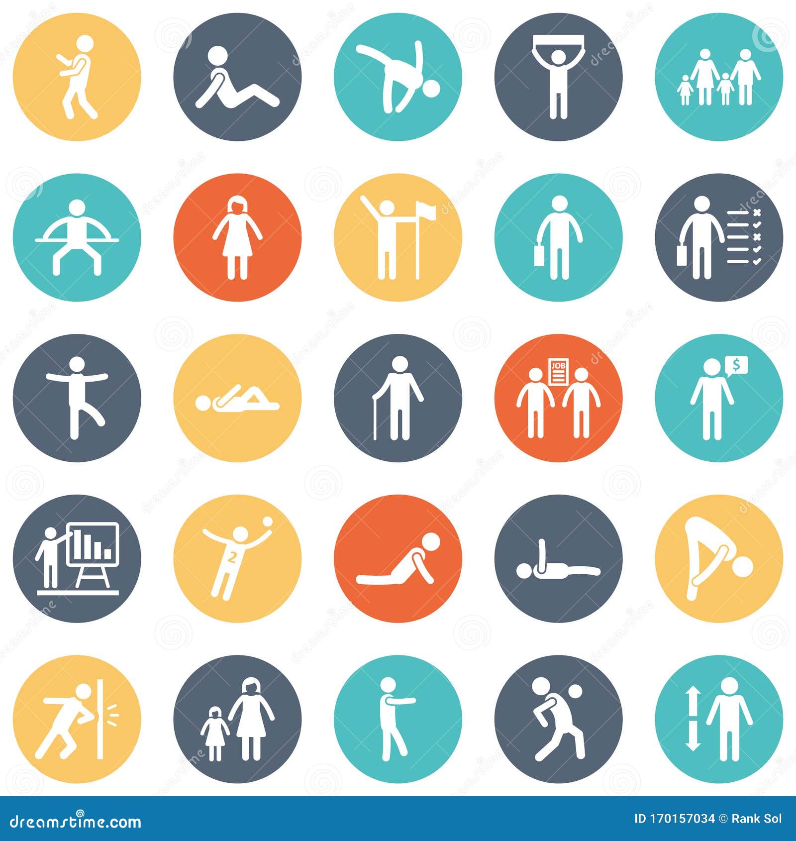 Human Activity Vector Icons Set Every Single Icon Can Be Easily ...