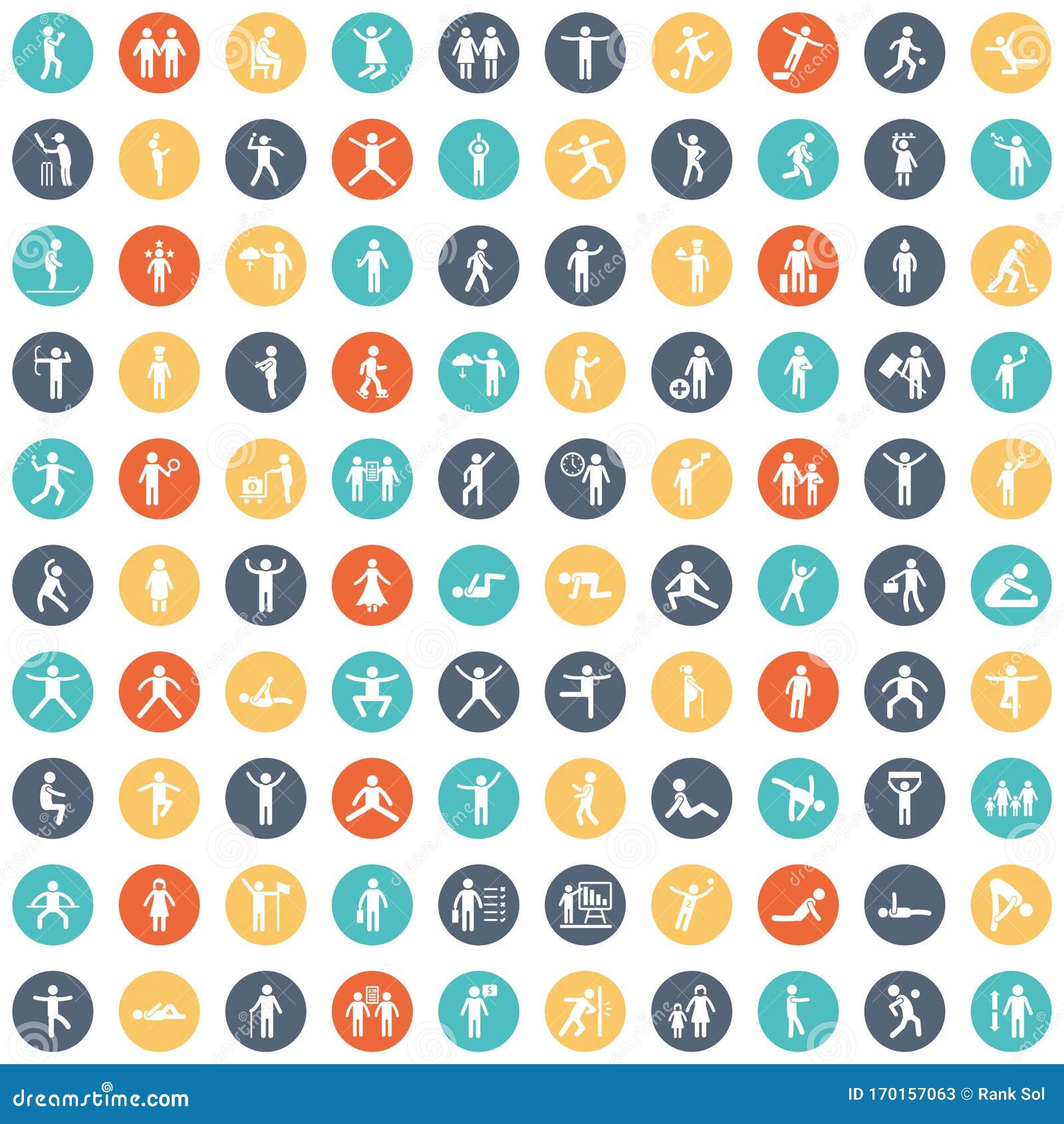 Human Activity Vector Icons Set Every Single Icon Can Be Easily ...
