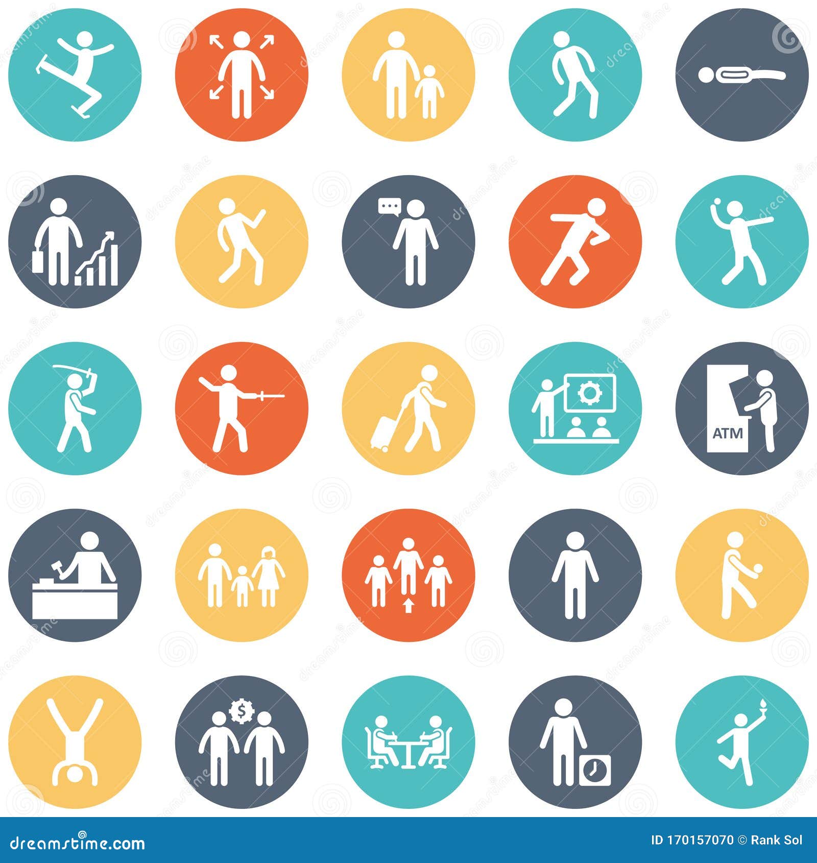 Human Activity Vector Icons Set Every Single Icon Can Be Easily ...