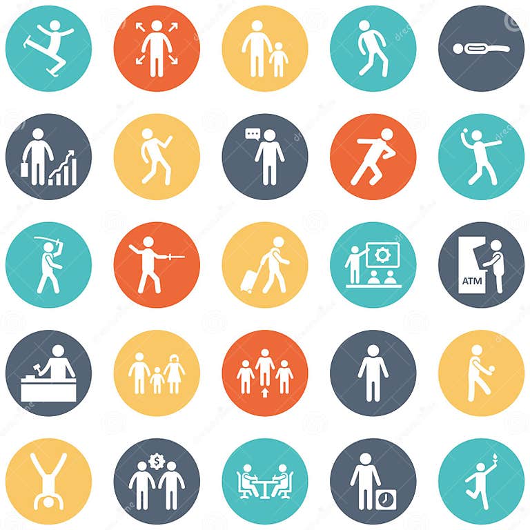 Human Activity Vector Icons Set Every Single Icon Can Be Easily ...