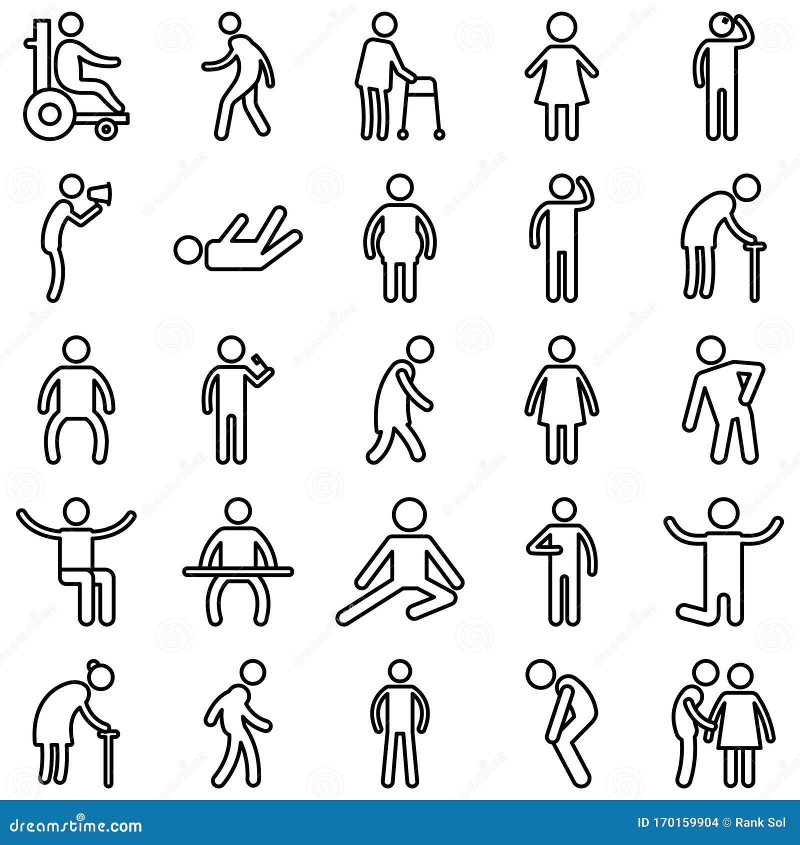 Human Activity Vector Icons Set Every Single Icon Can Be Easily ...
