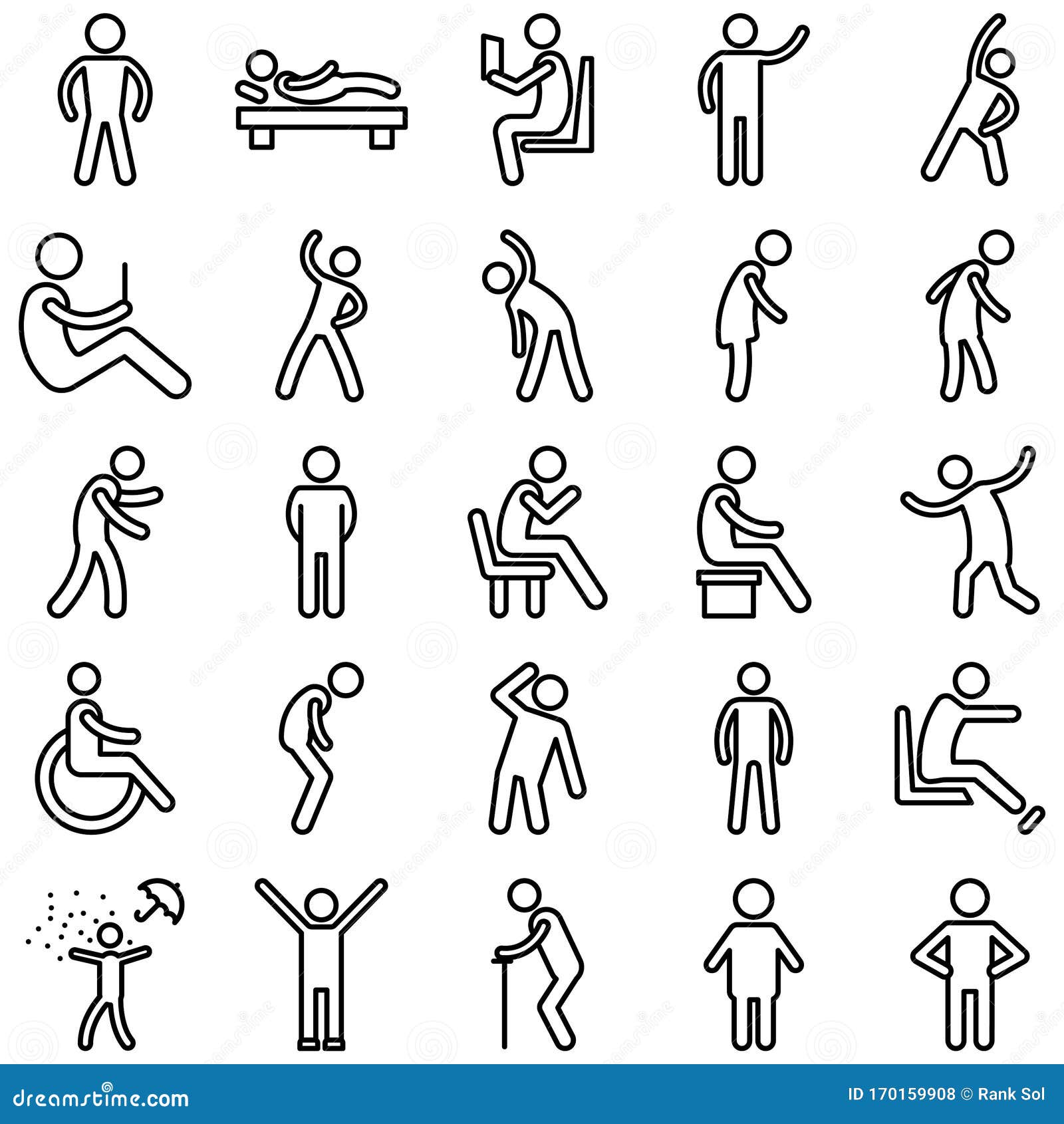 Human Activity Vector Icons Set Every Single Icon Can Be Easily ...