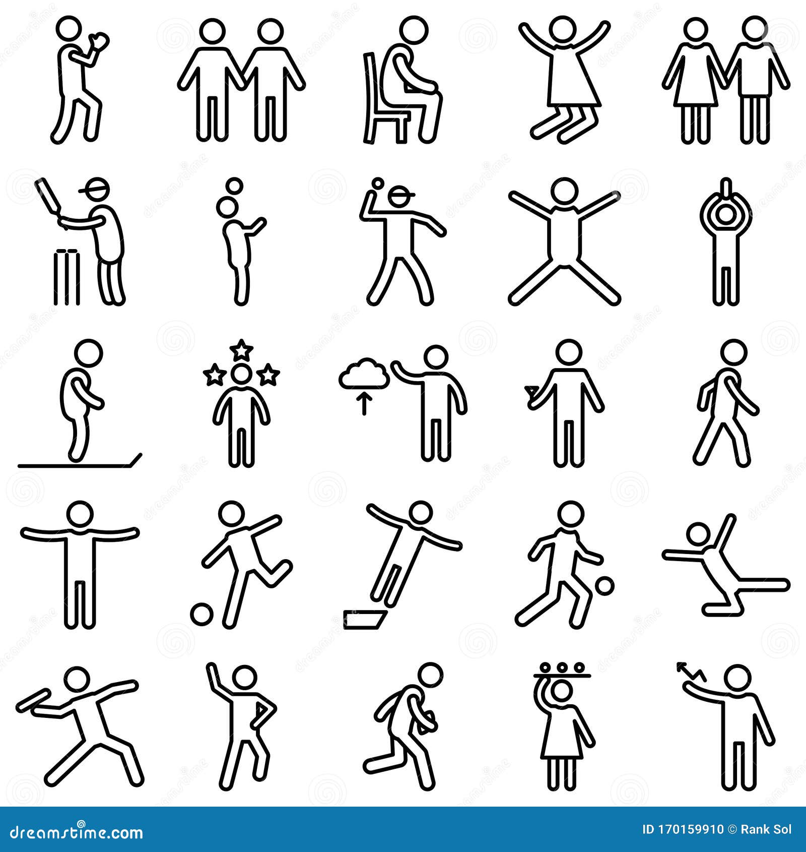Human Activity Vector Icons Set Every Single Icon Can Be Easily ...
