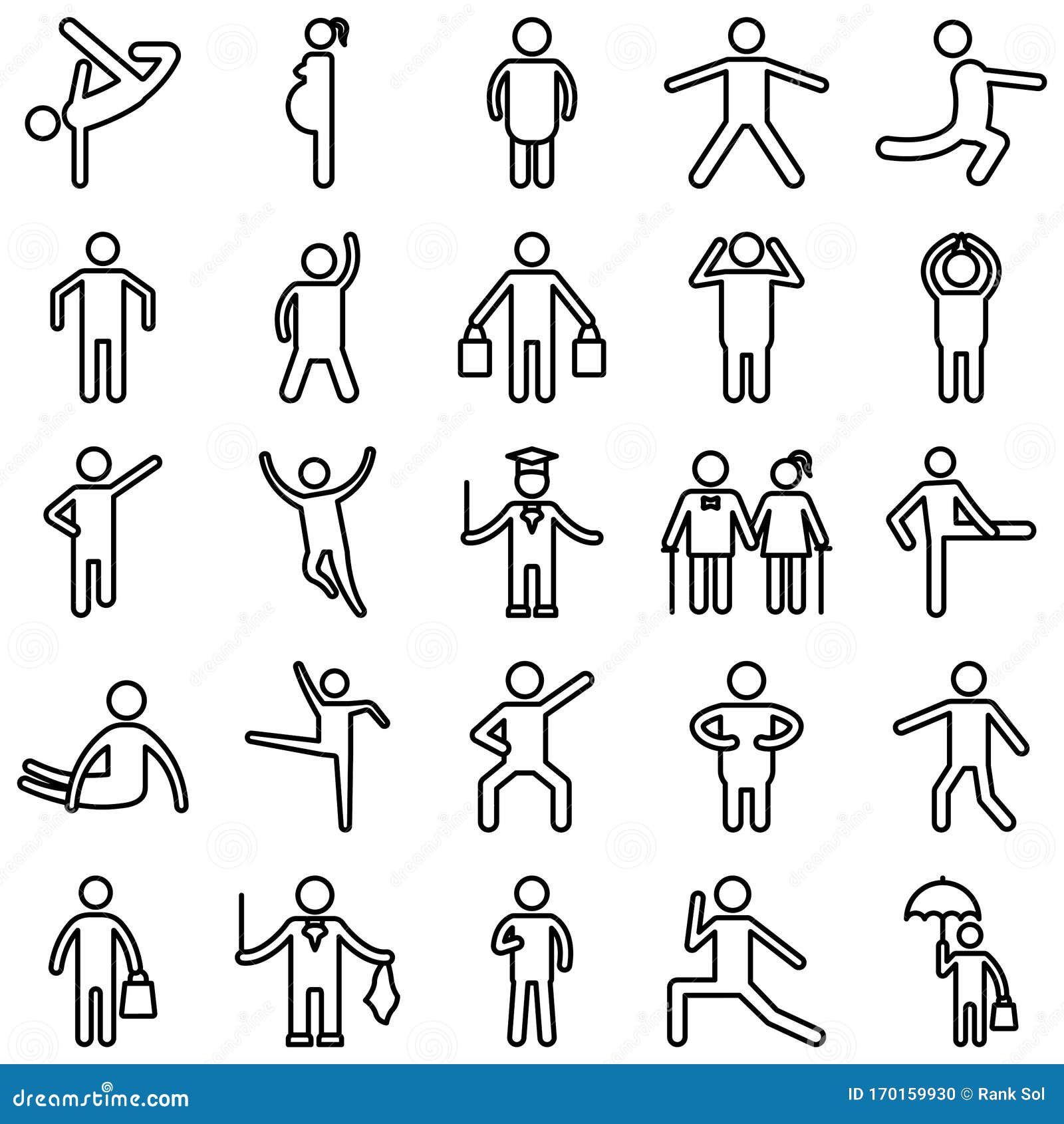 Human Activity Vector Icons Set Every Single Icon Can Be Easily ...