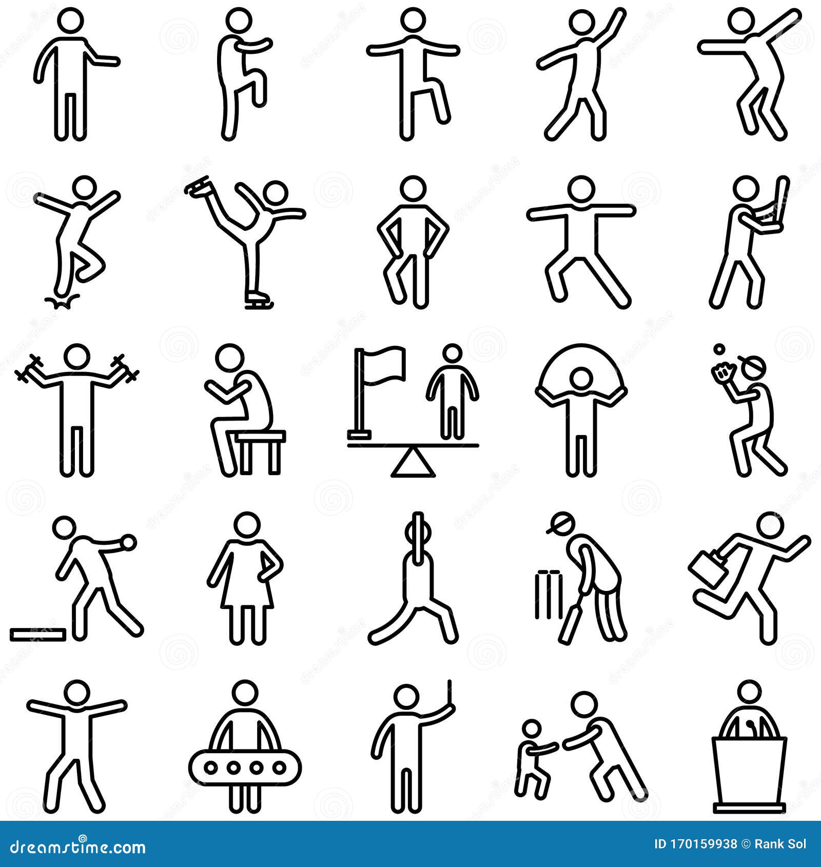 Human Activity Vector Icons Set Every Single Icon Can Be Easily ...