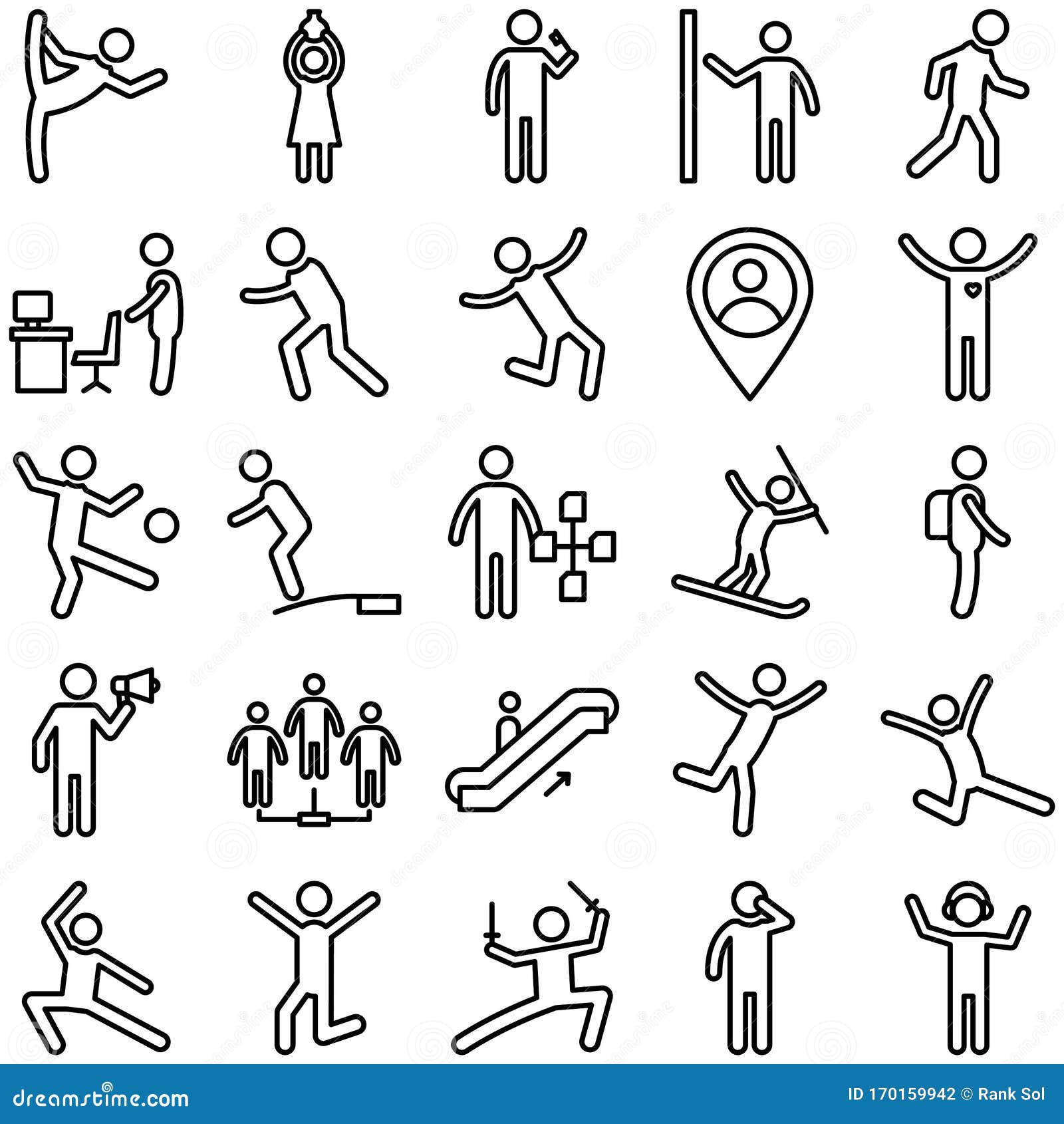 Human Activity Vector Icons Set Every Single Icon Can Be Easily ...