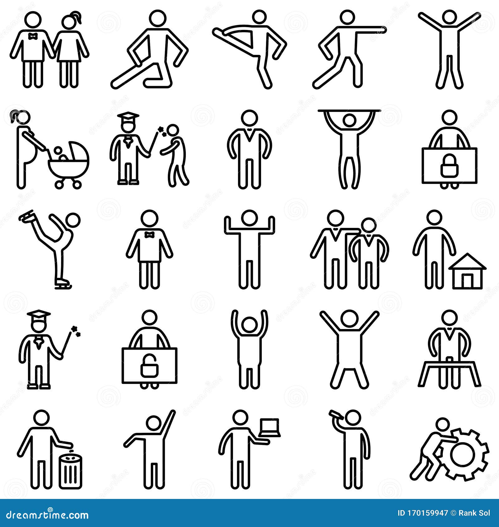Human Activity Vector Icons Set Every Single Icon Can Be Easily ...