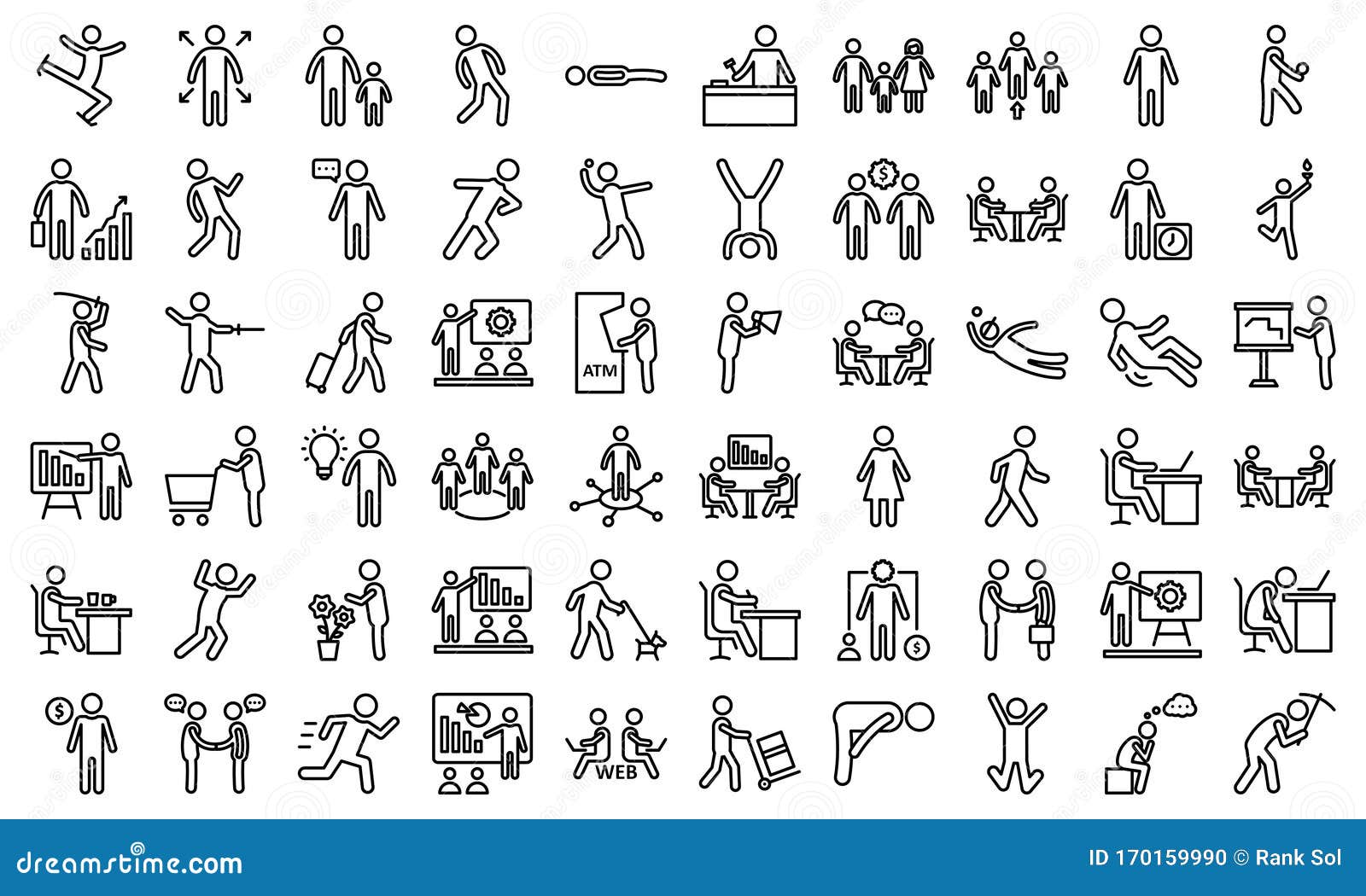 Human Activity Vector Icons Set Every Single Icon Can Be Easily ...