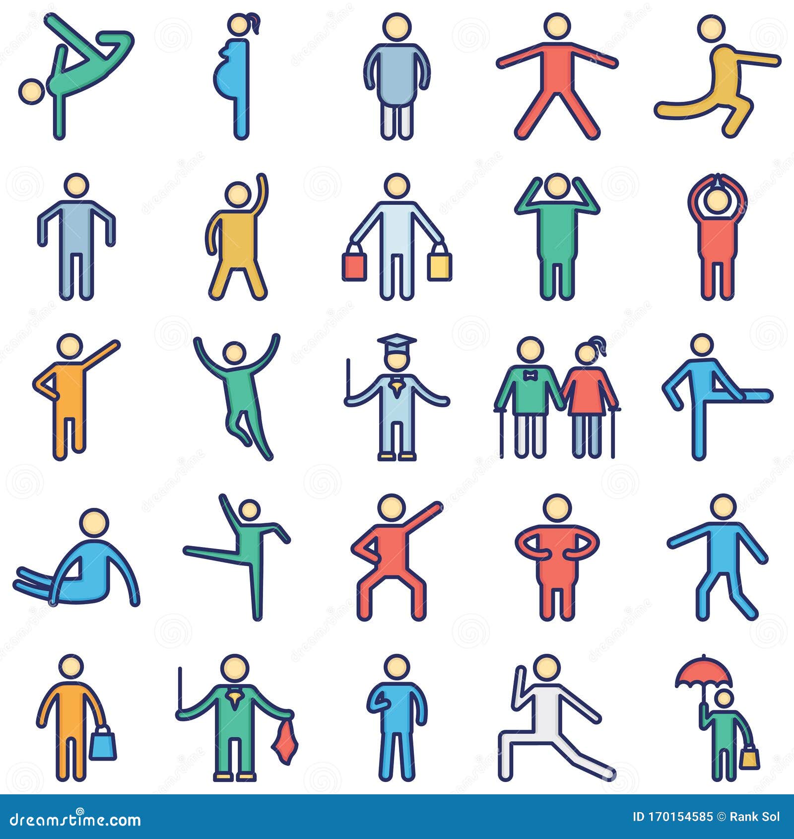 Human Activity Vector Icons Set Every Single Icon Can Be Easily ...