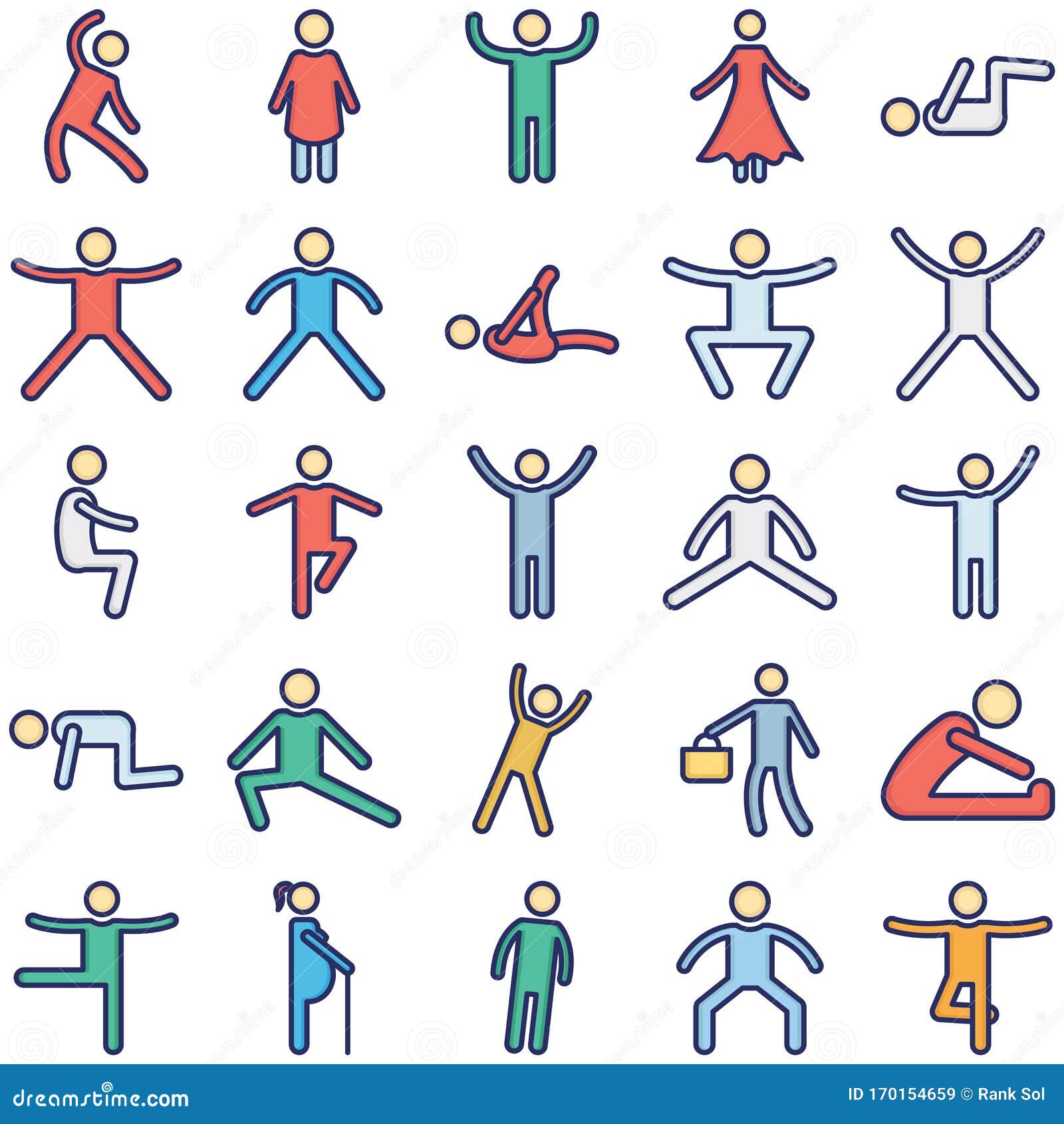 Human Activity Vector Icons Set Every Single Icon Can Be Easily ...