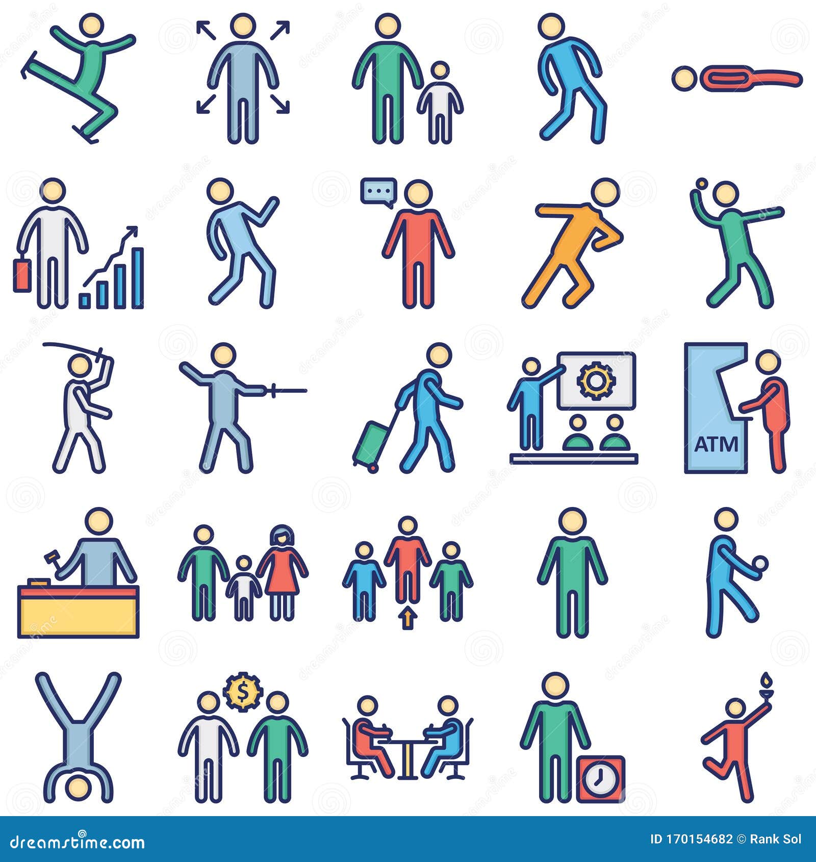 Human Activity Vector Icons Set Every Single Icon Can Be Easily ...