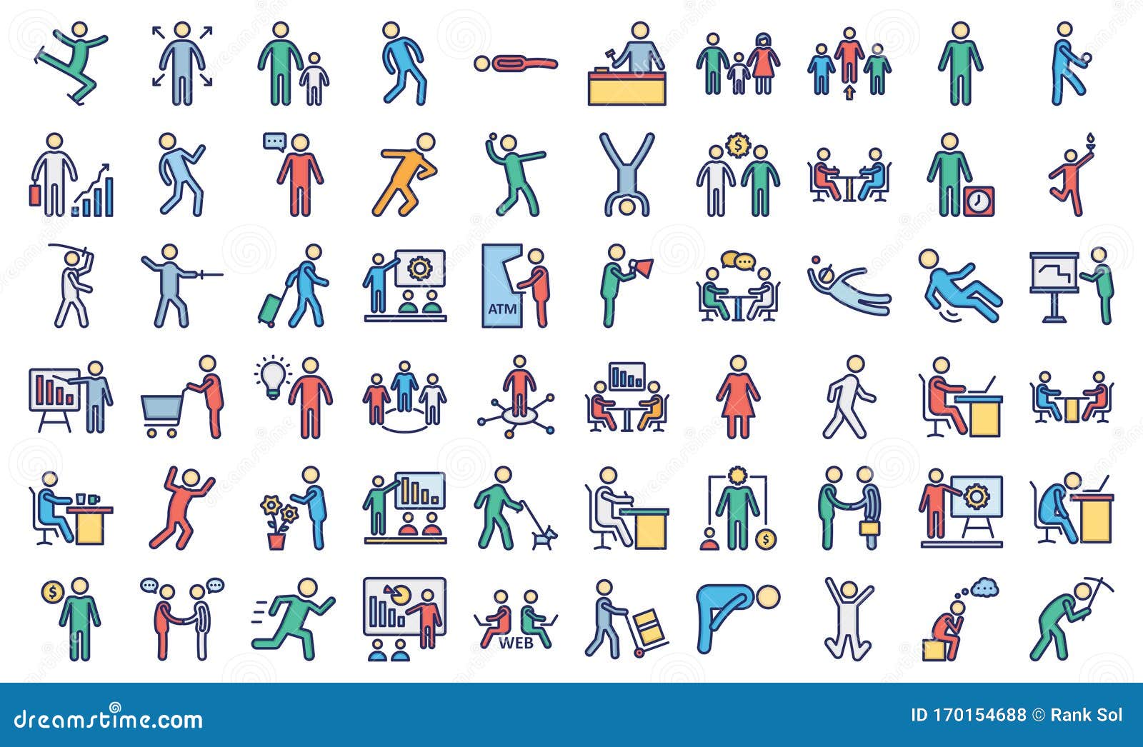 Human Activity Vector Icons Set Every Single Icon Can Be Easily ...