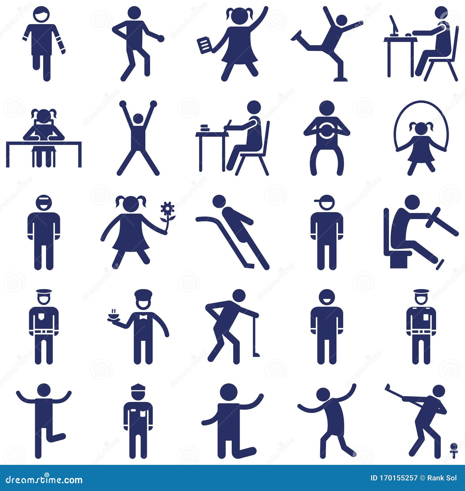 Human Activity Vector Icons Set Every Single Icon Can Be Easily ...