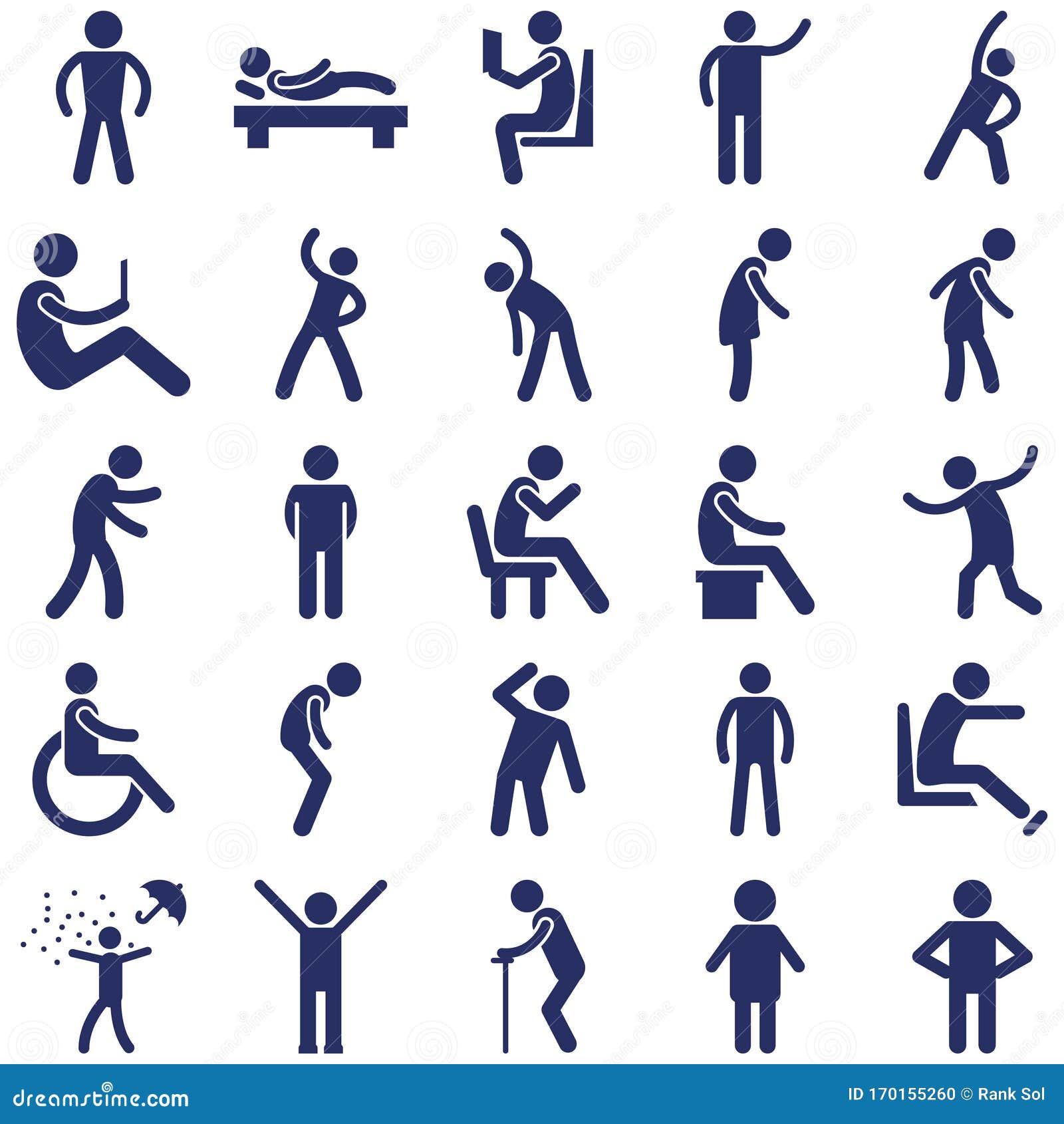 Human Activity Vector Icons Set Every Single Icon Can Be Easily ...