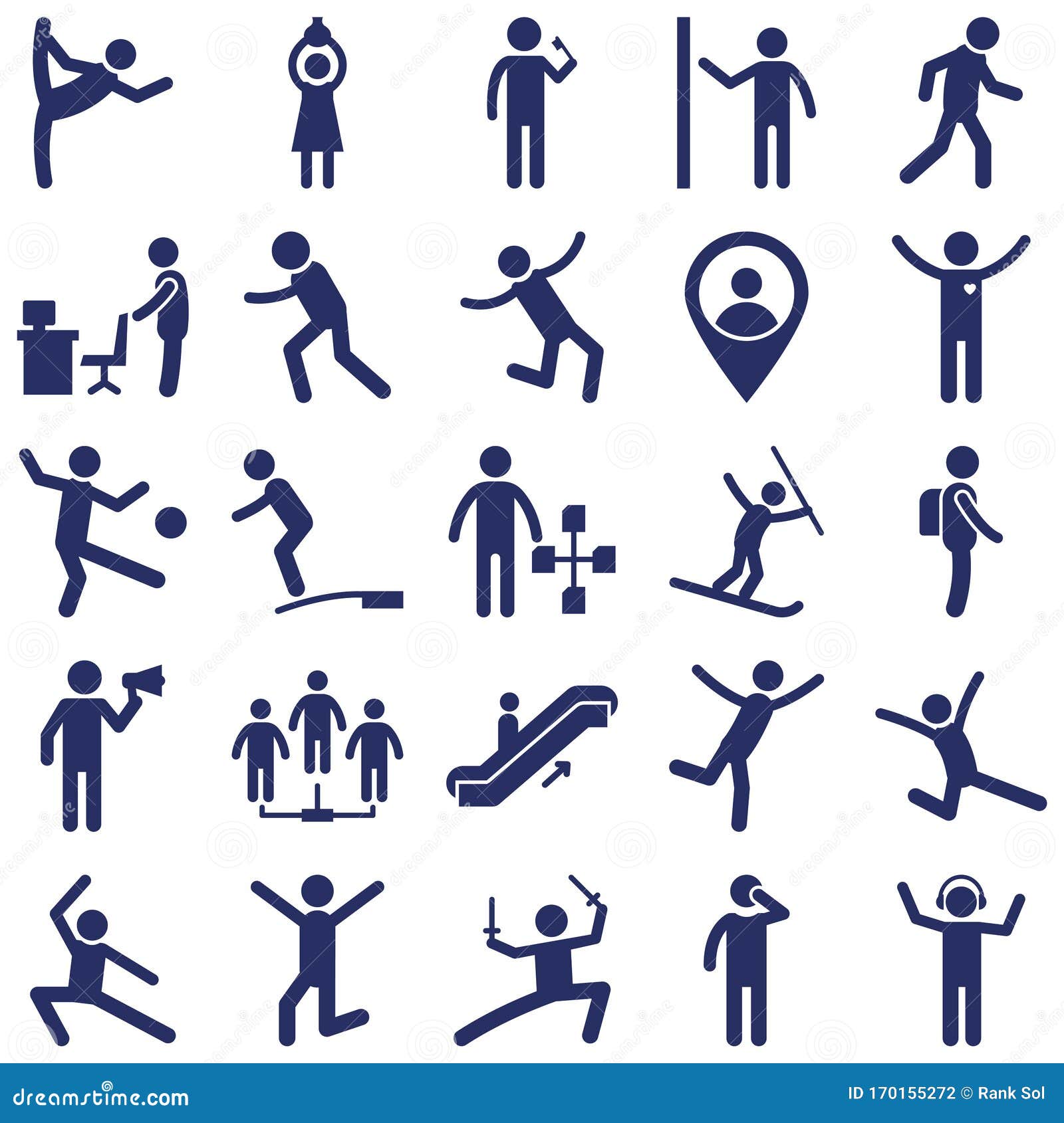 Human Activity Vector Icons Set Every Single Icon Can Be Easily ...